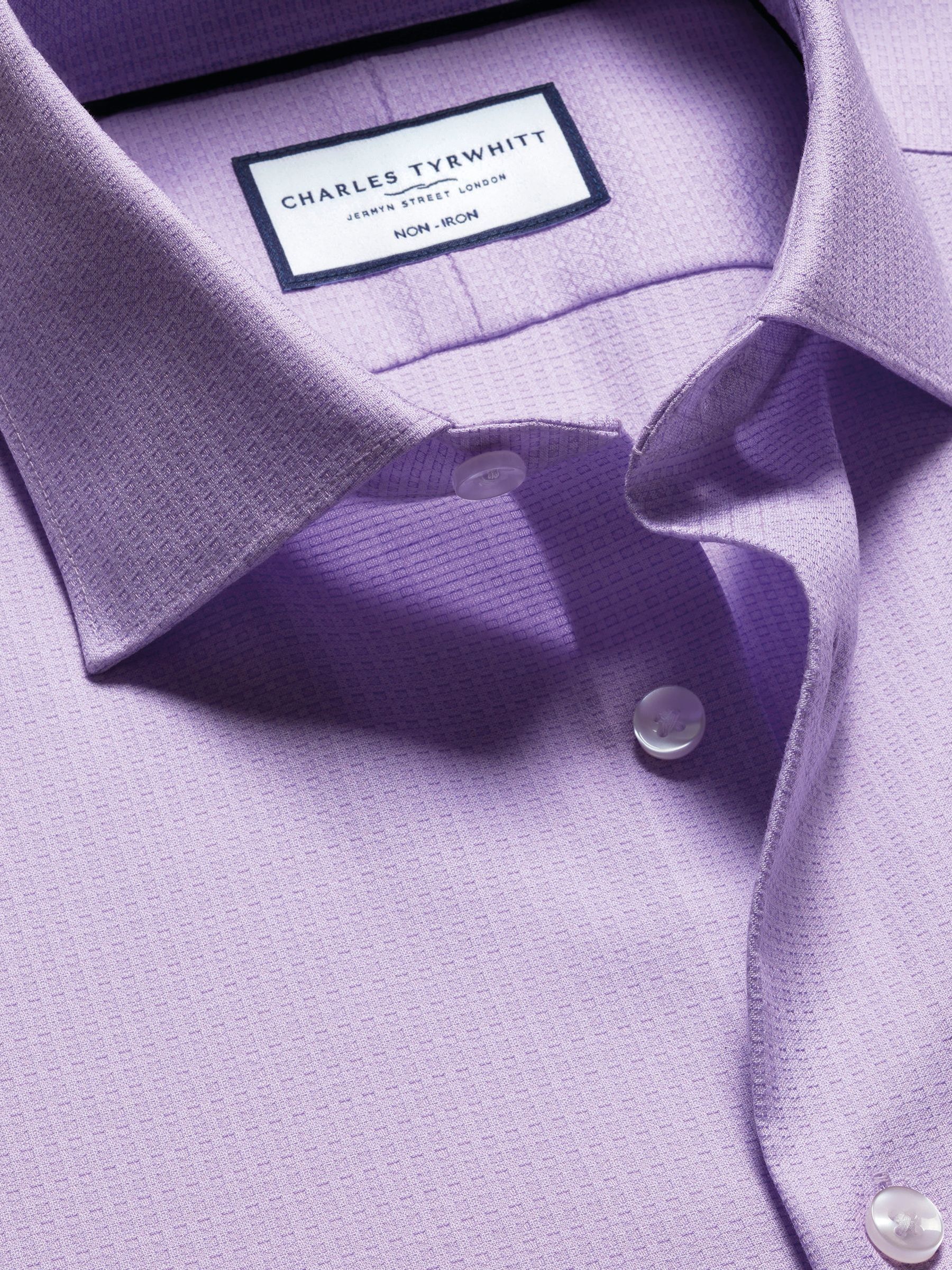 Buy Charles Tyrwhitt Purple Slim Fit Non-Iron Square Stretch Texture ...