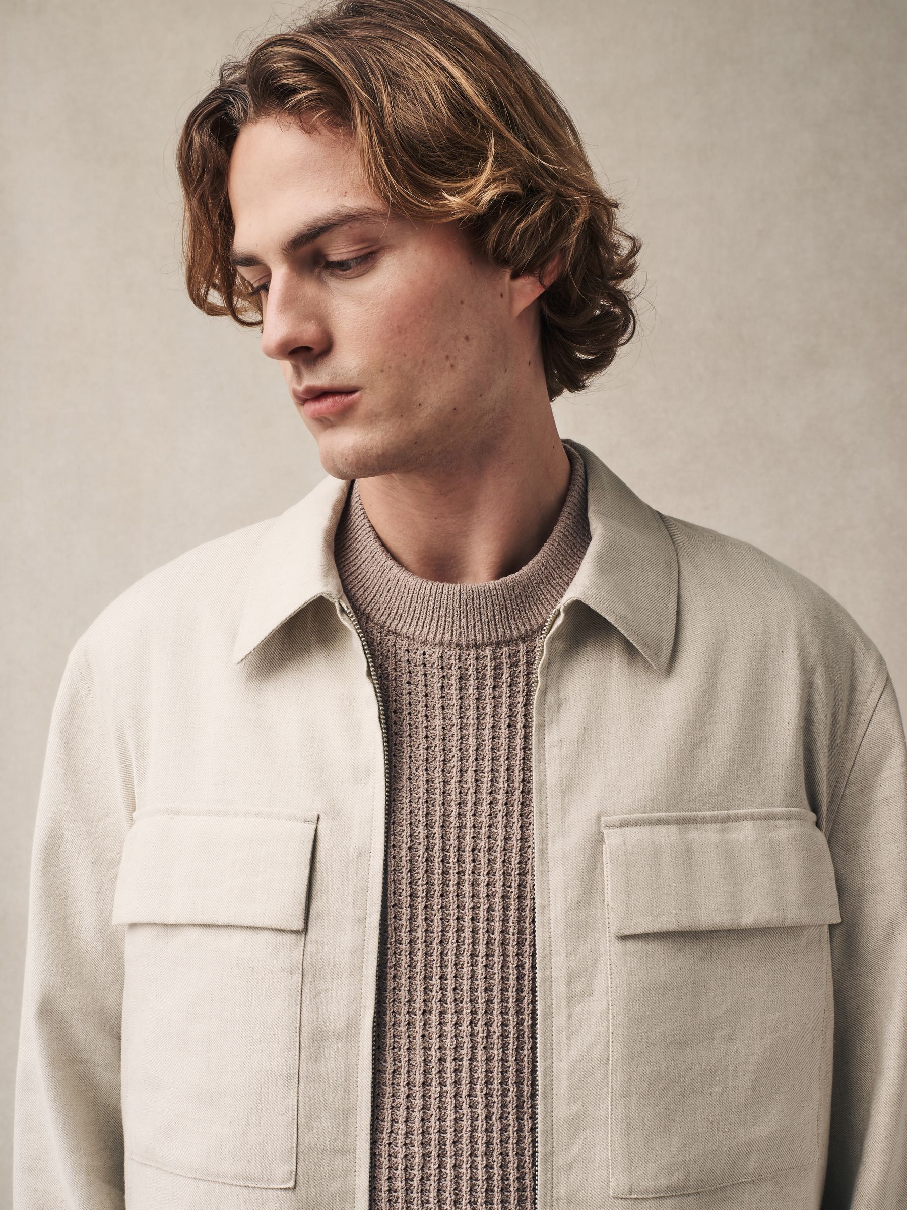 Buy Ecru Cotton Linen Blend Jacket from Next Kuwait