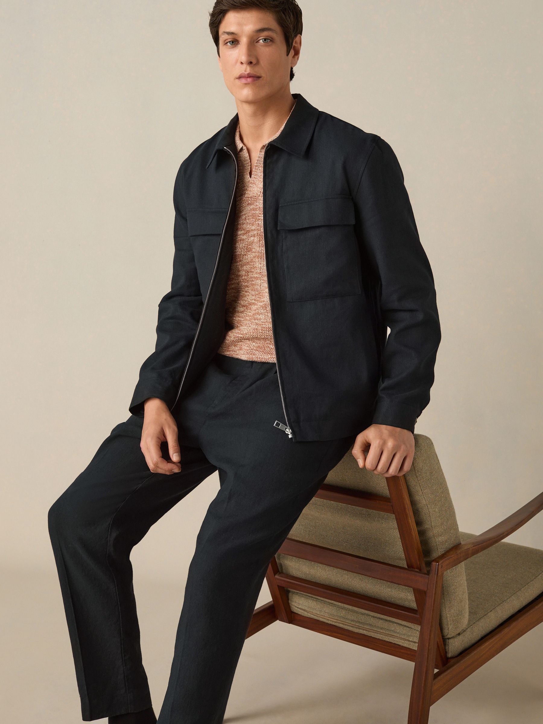 Buy Black Cotton Linen Blend Jacket from the Next UK online shop