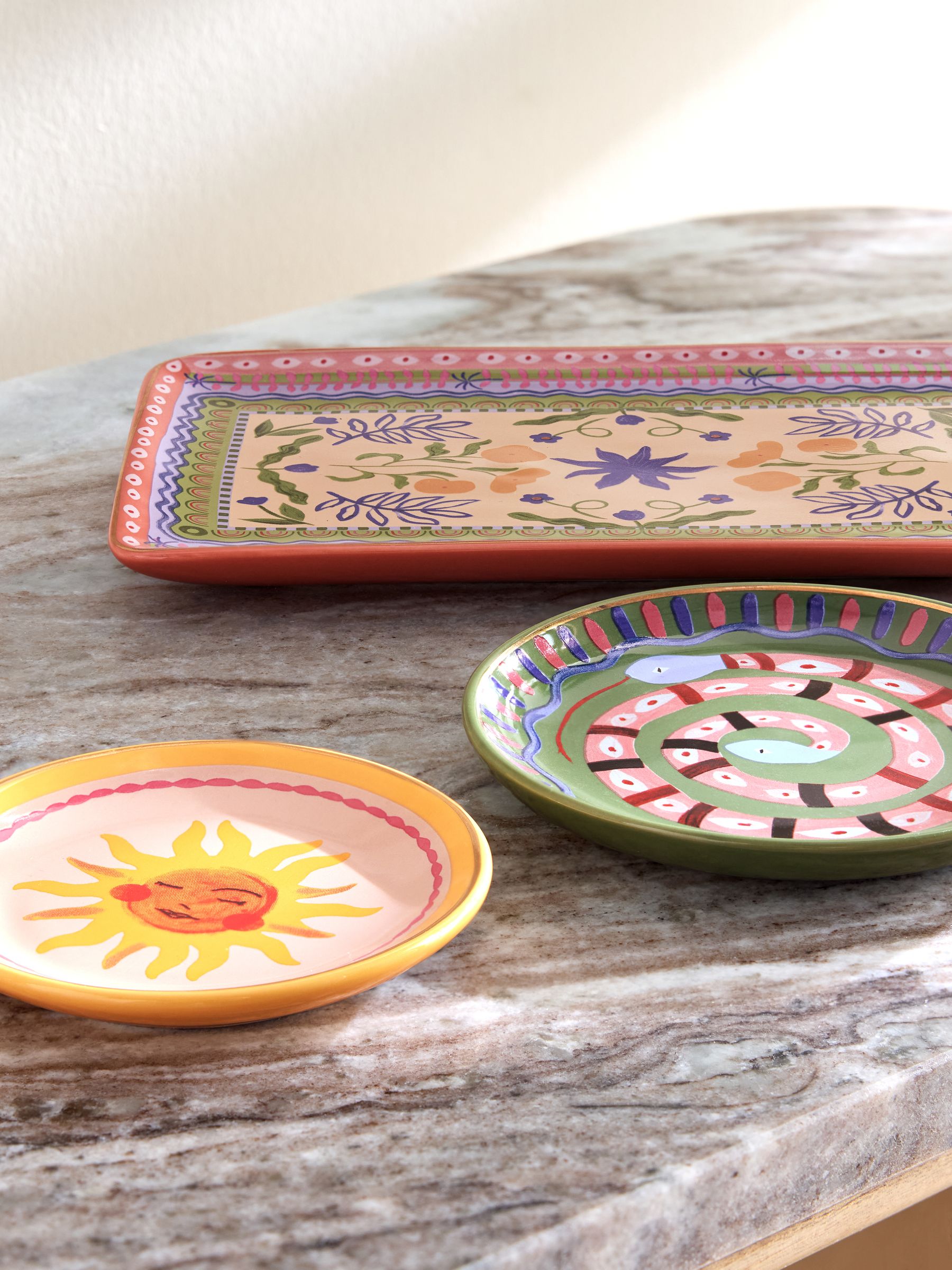 Buy Set of 3 Multicolour Hand Painted Ceramic Trinket Dishes from the ...