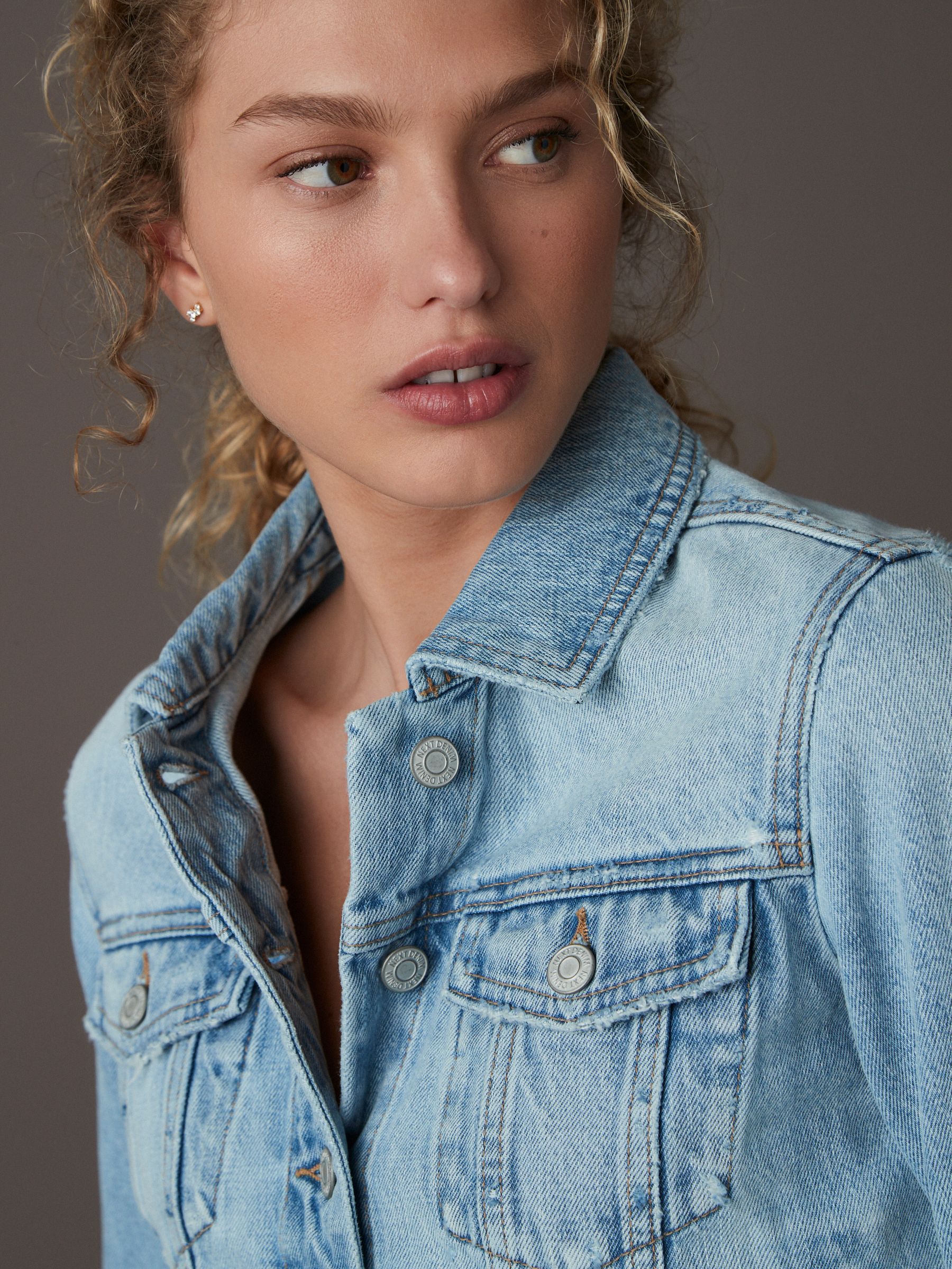 Buy Mid Blue Fitted Denim Jacket from the Next UK online shop