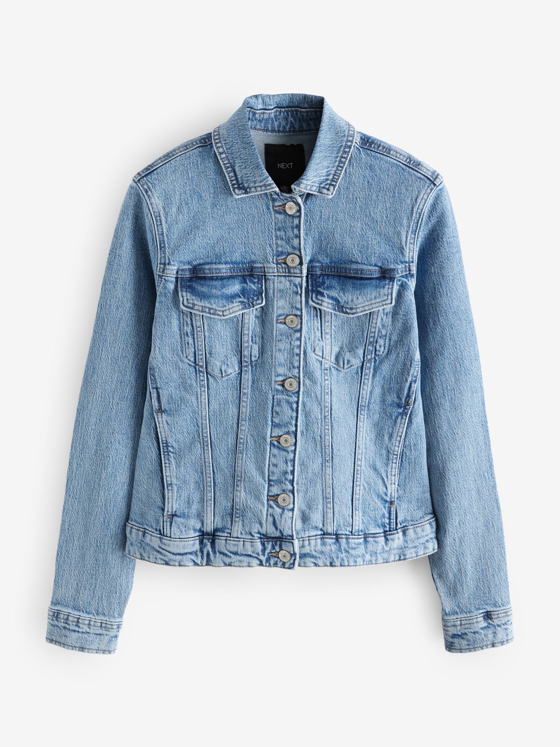 Buy Mid Blue Fitted Denim Jacket from the Next UK online shop