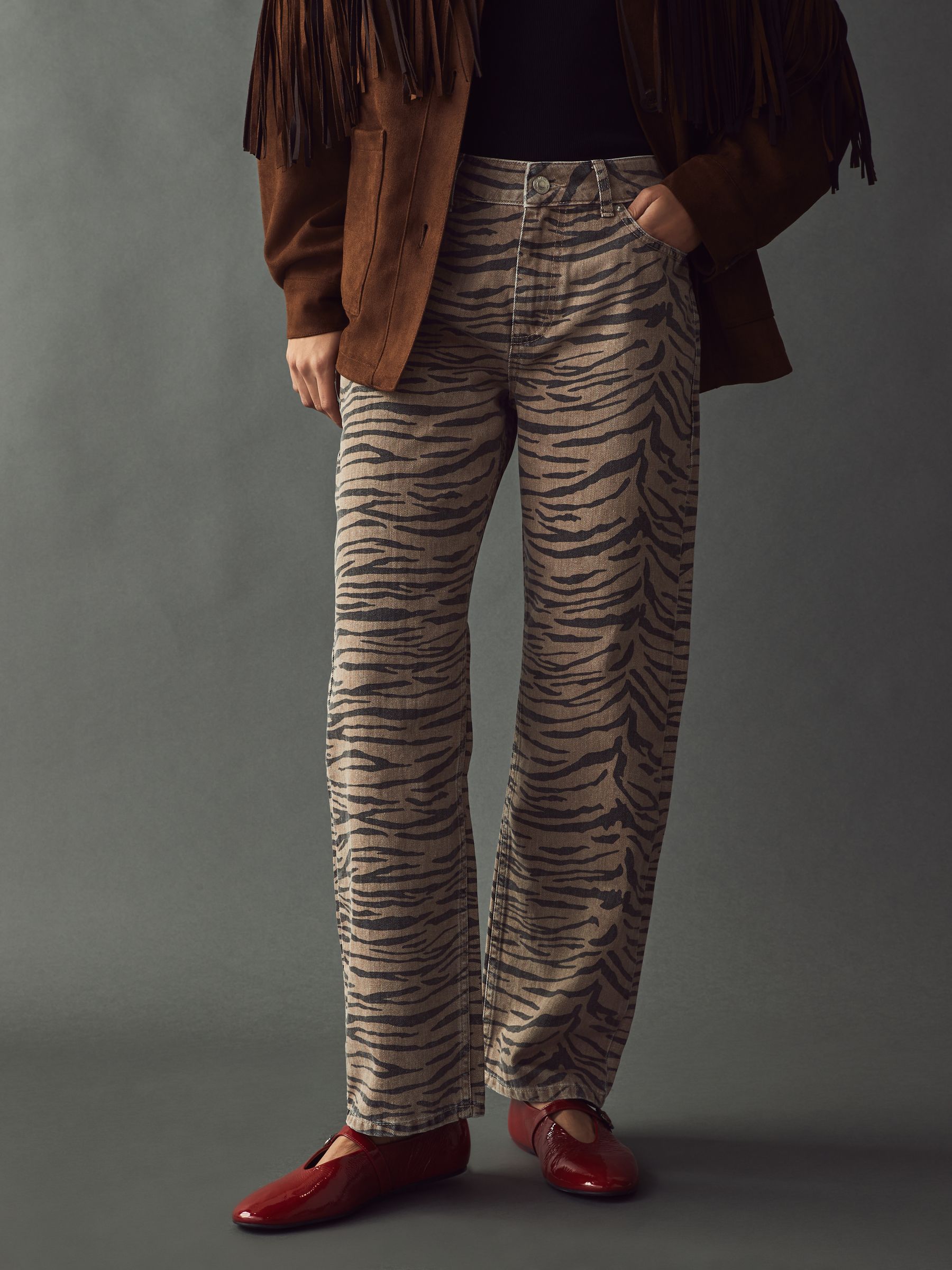 Buy Tiger Print Straight Leg 100% Cotton Jeans from Next United Arab ...