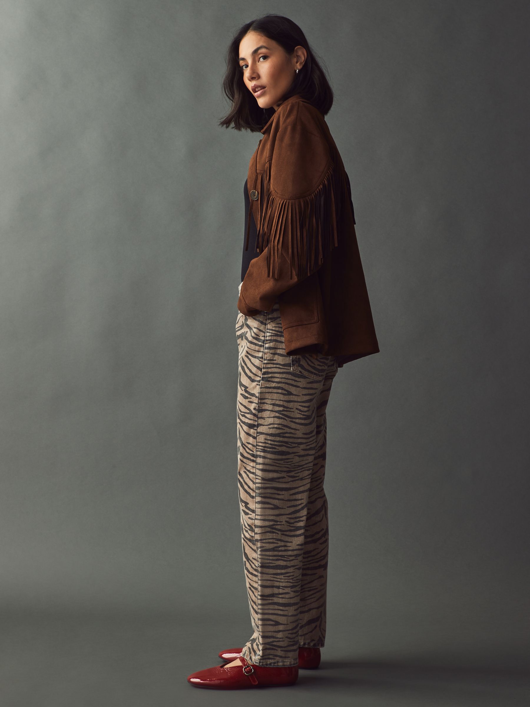Buy Tiger Print Straight Leg 100% Cotton Jeans from the Next UK online shop