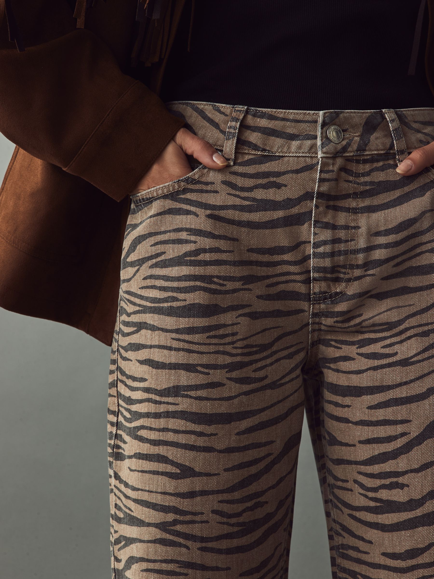 Buy Tiger Print Straight Leg 100% Cotton Jeans from the Next UK online shop