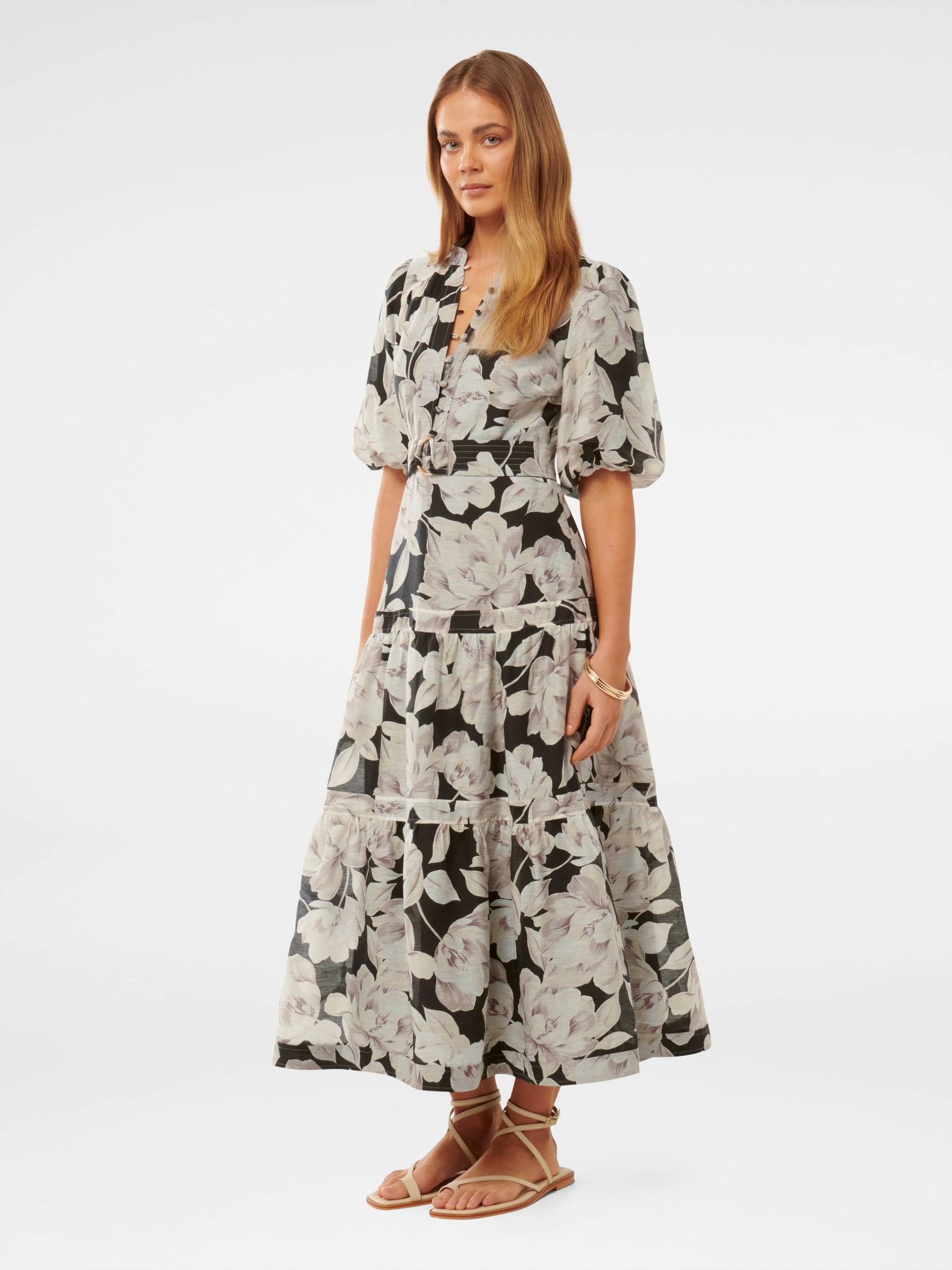 Buy Forever New Multi Leona Short-Sleeved Pin Tuck Midi Dress with a ...