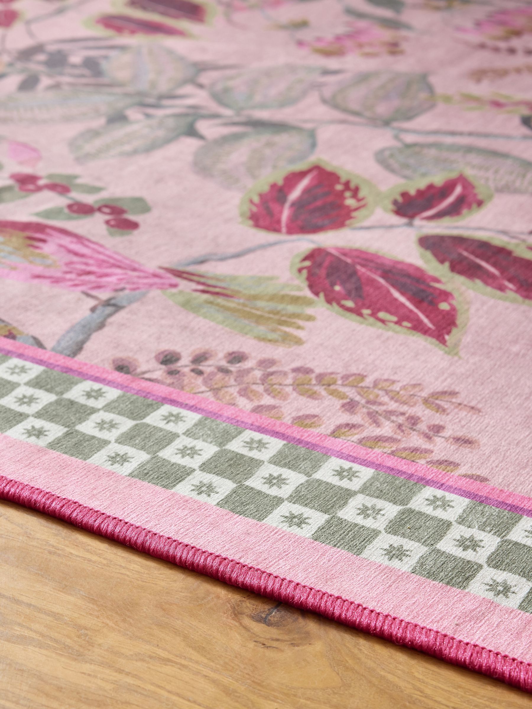 Buy Pink Washable Exotic Monkey Floral Rug from Next Australia