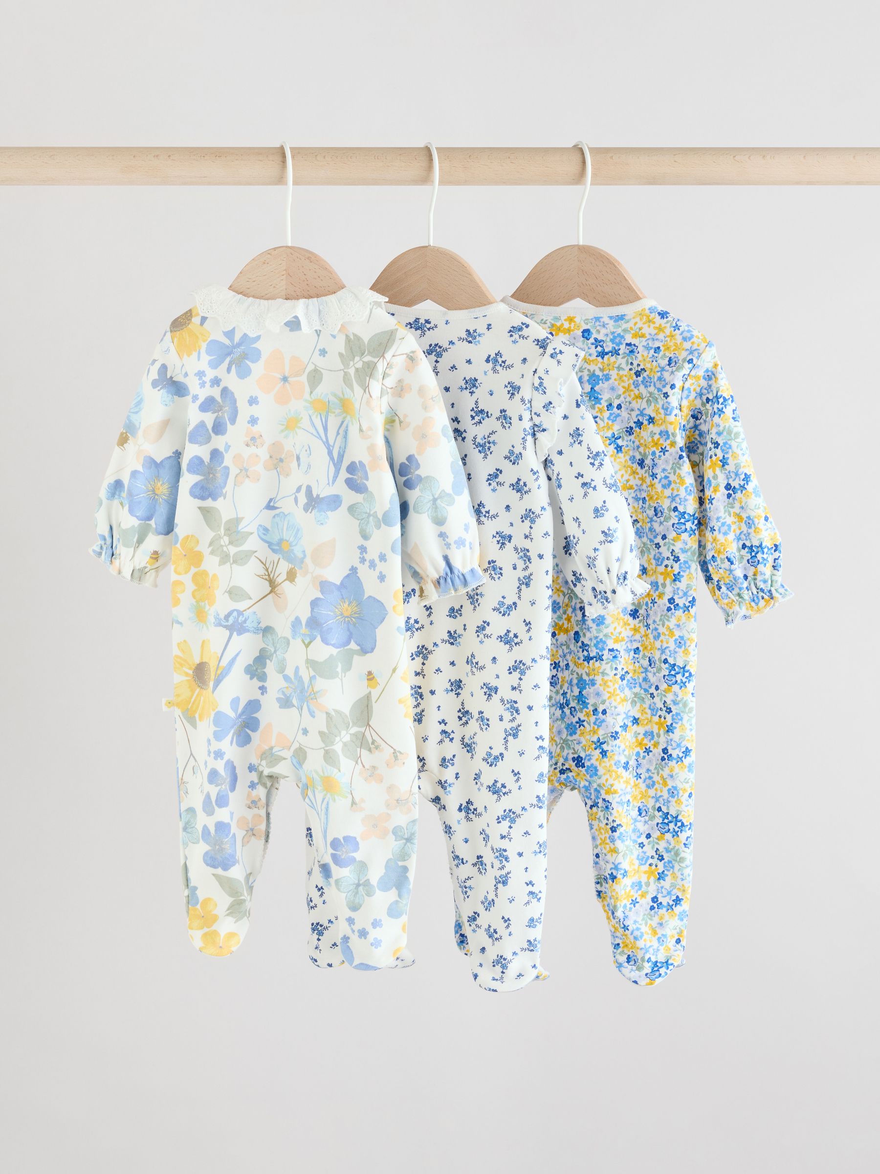 Buy Blue Collar 3 Pack Baby Sleepsuits (0-2yrs) from the Next UK online ...