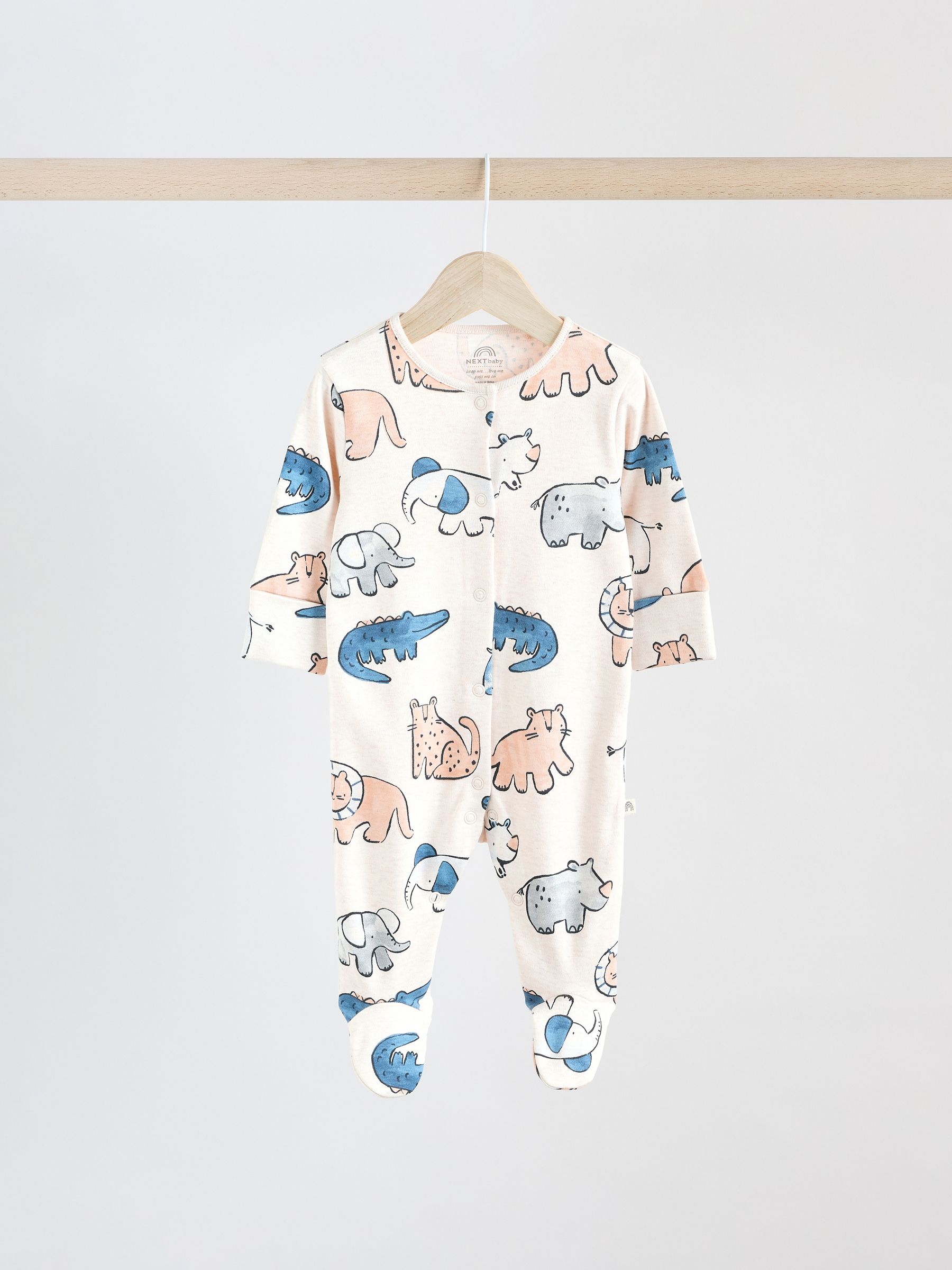 Buy Brown/Blue Baby Sleepsuits 3 Pack (0mths-3yrs) from the Next UK ...