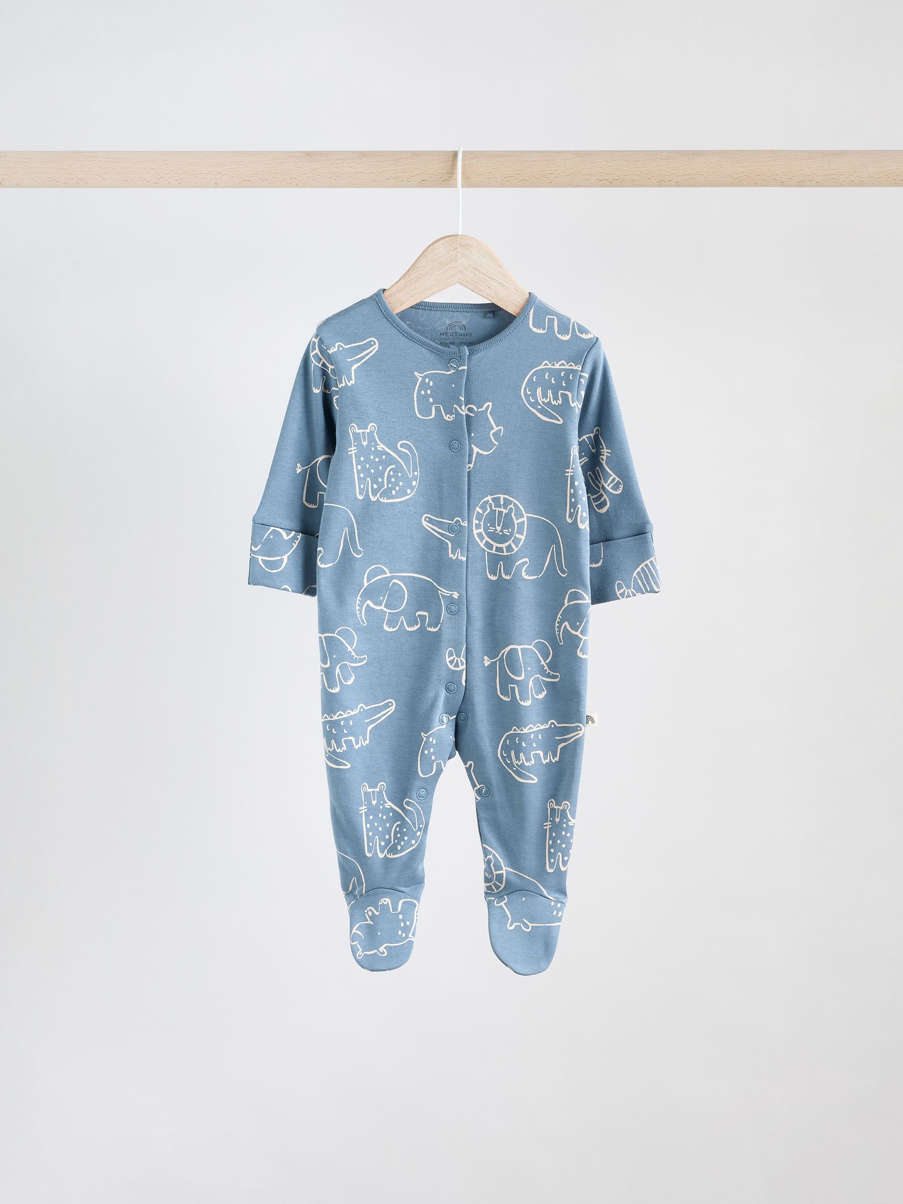 Buy Brown/Blue Baby Sleepsuits 3 Pack (0mths-3yrs) from the Next UK ...