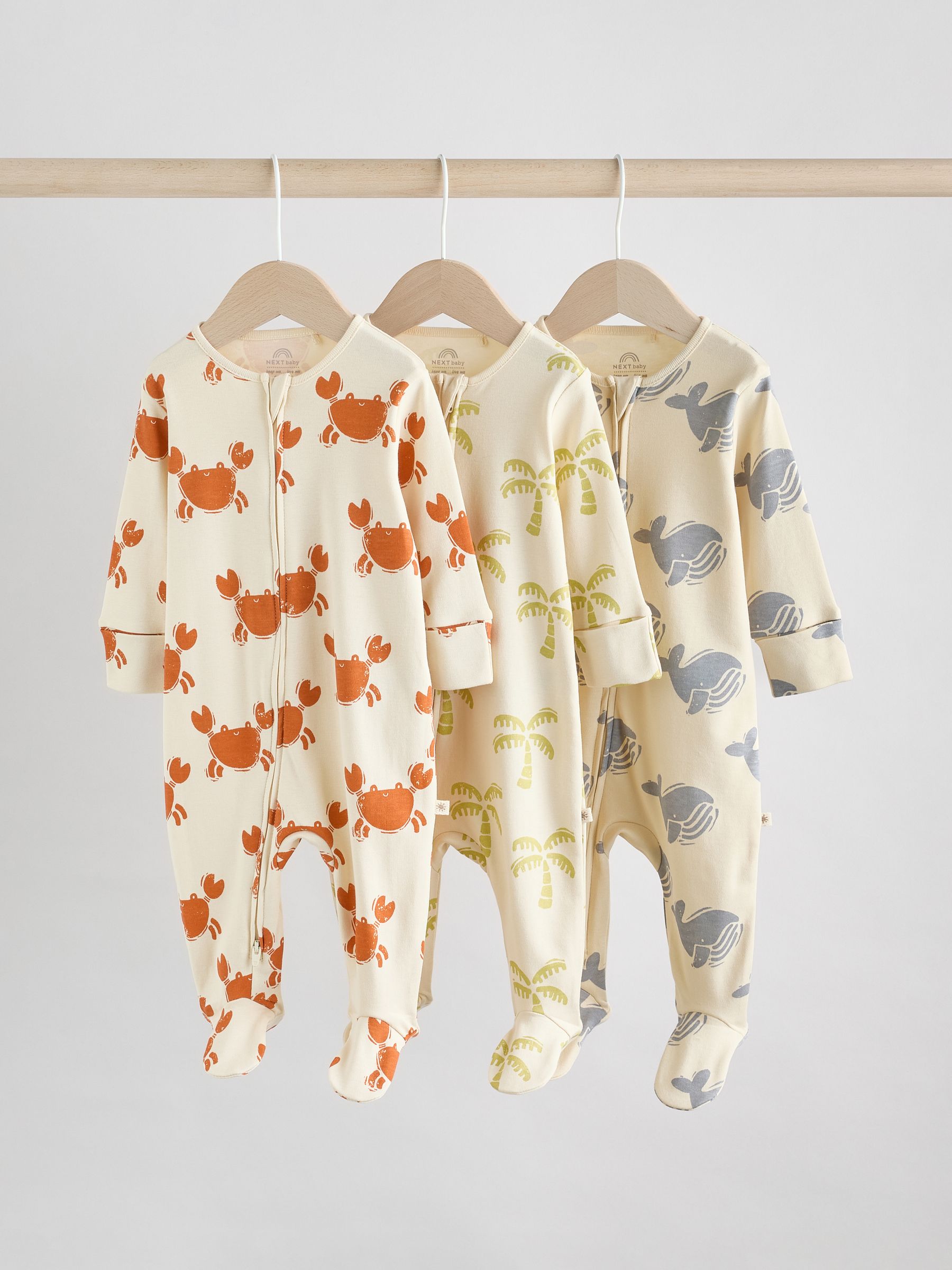 Buy Multi Baby Two Way Zip Sleepsuits 3 Pack (0mths-2yrs) from the Next ...