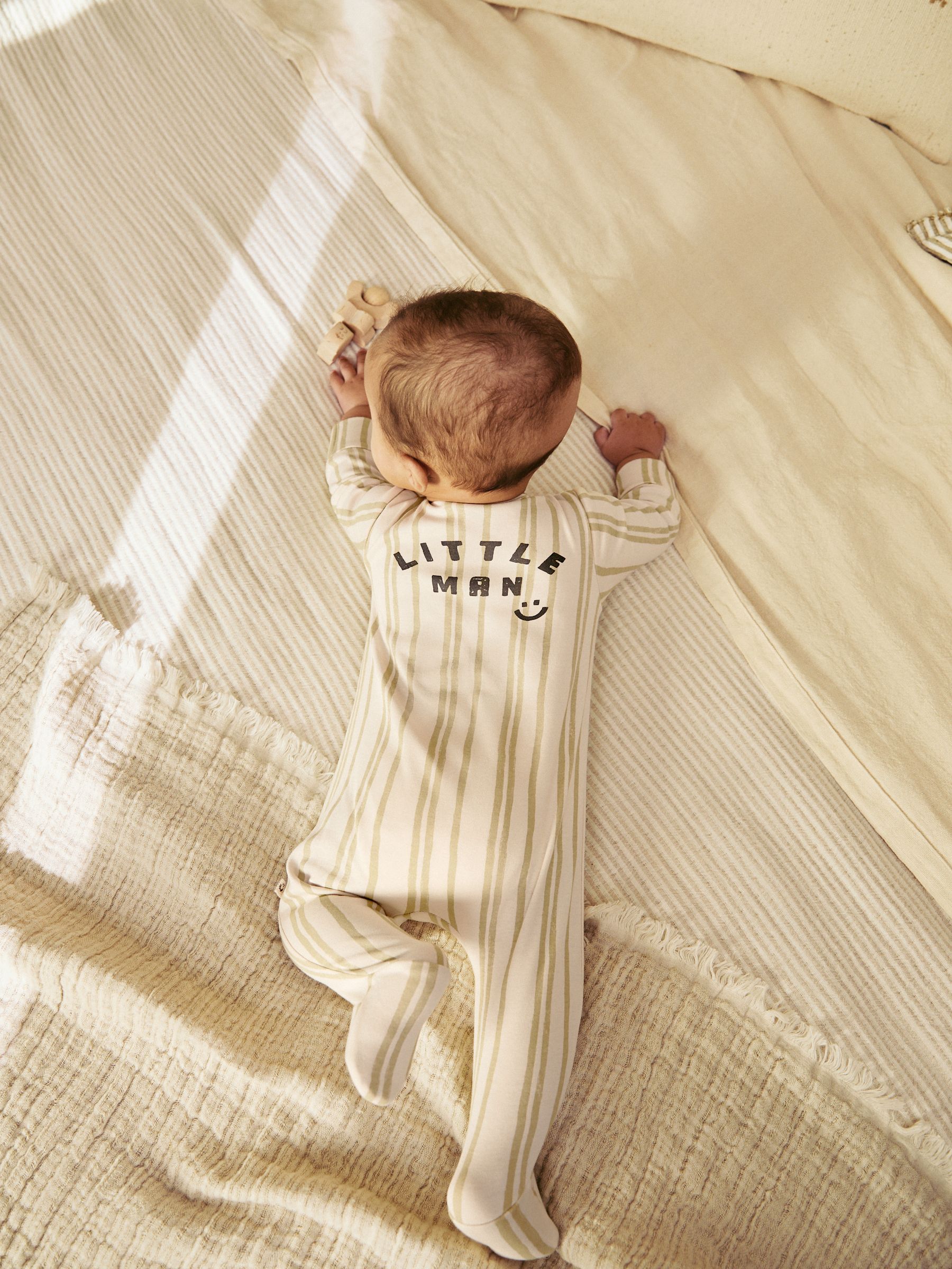 Buy Ecru/Green Little Man Baby Sleepsuit (0mths-2yrs) from Next USA
