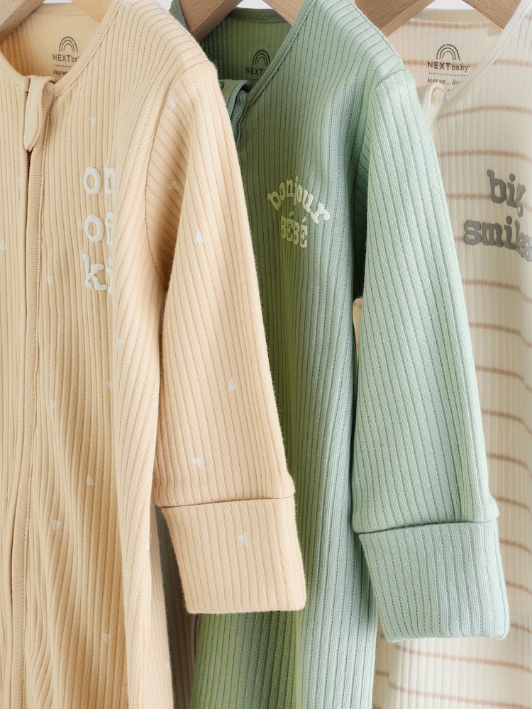Buy Mint Green - Two Way Zip Baby Sleepsuits 3 Pack (0-2yrs) from Next ...