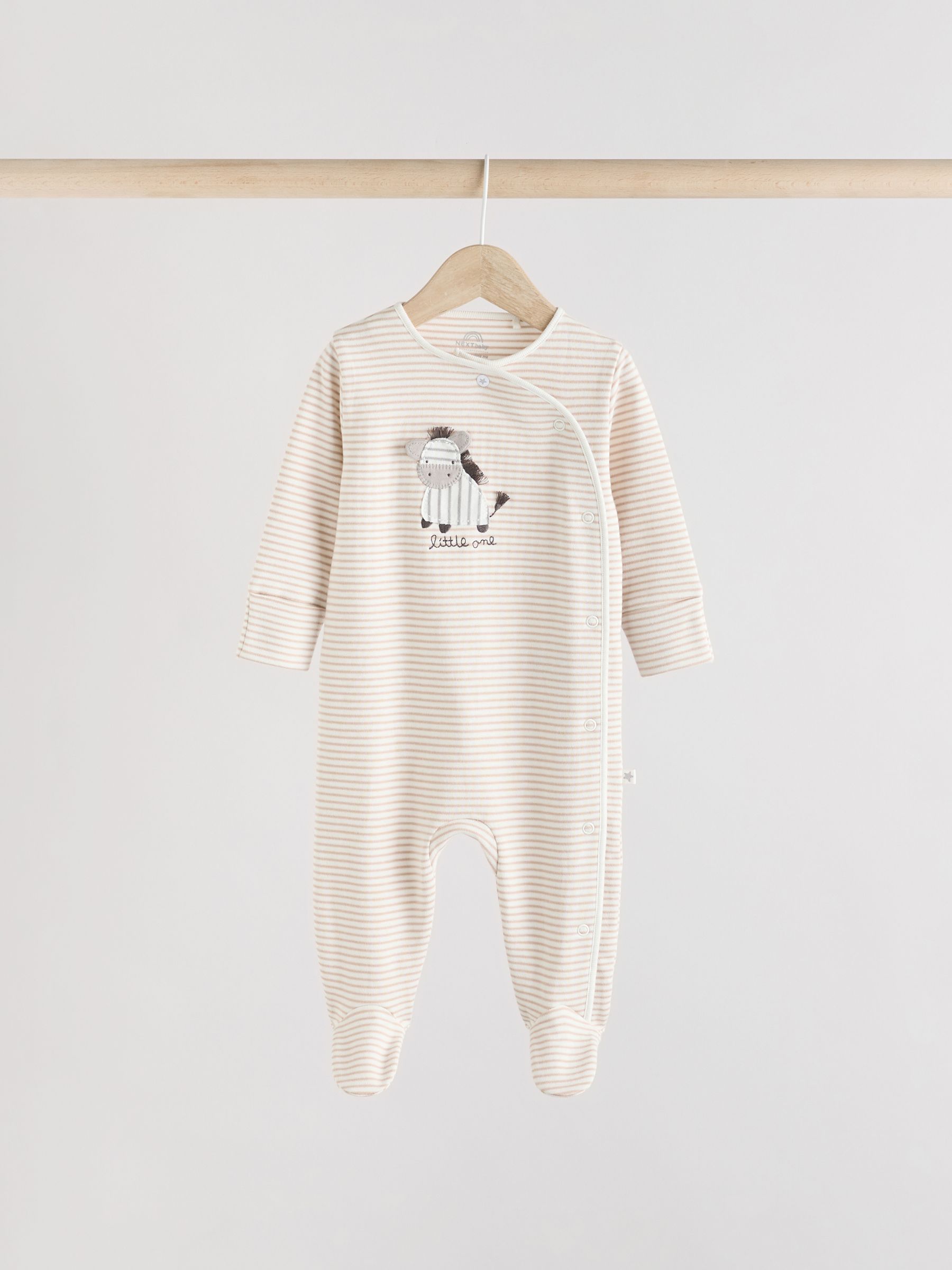 Buy Grey 3 Pack Zebra 100% Cotton Baby Sleepsuits (0-2yrs) from the ...