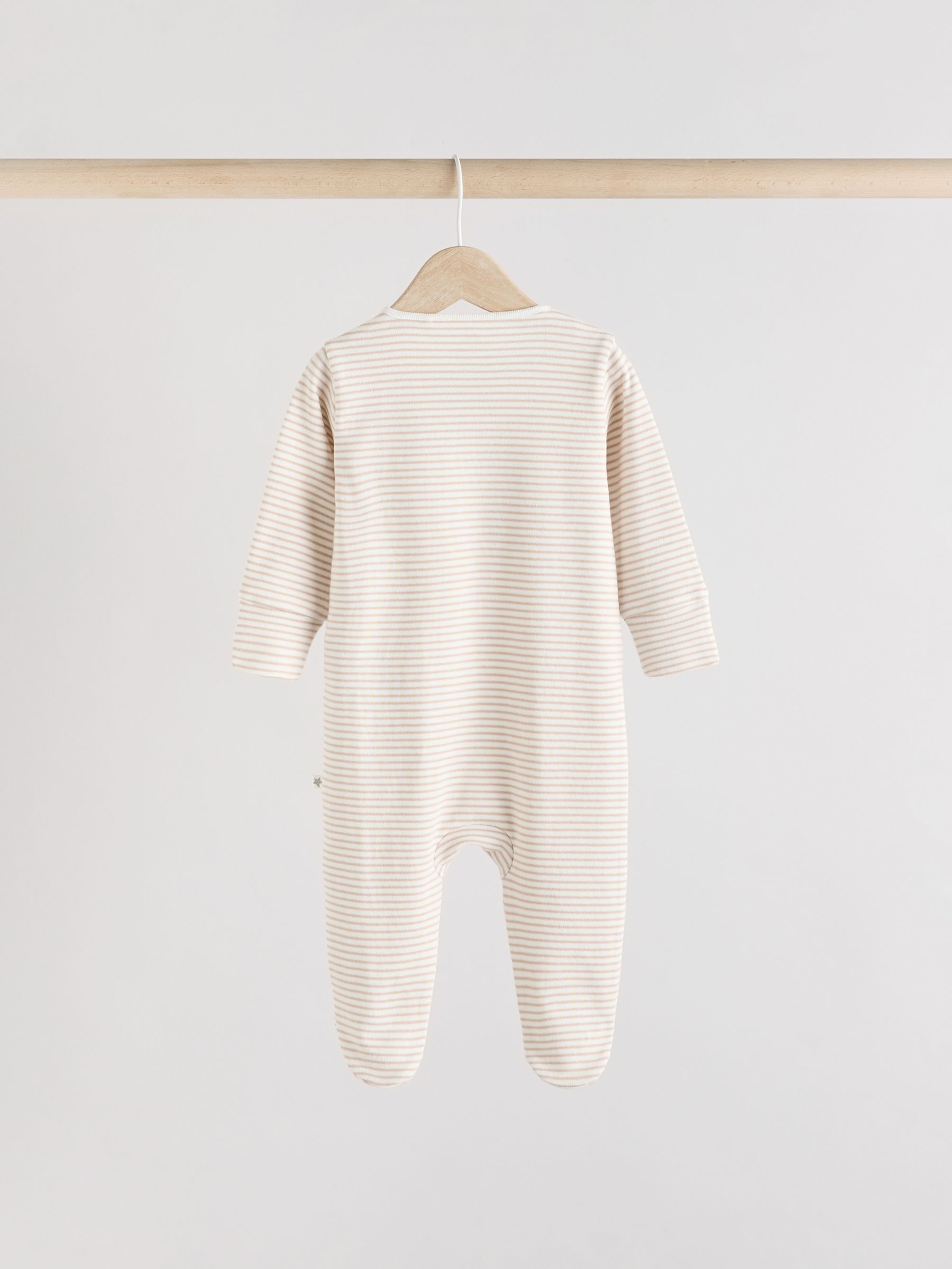 Buy Grey 3 Pack Zebra 100% Cotton Baby Sleepsuits (0-2yrs) from the ...