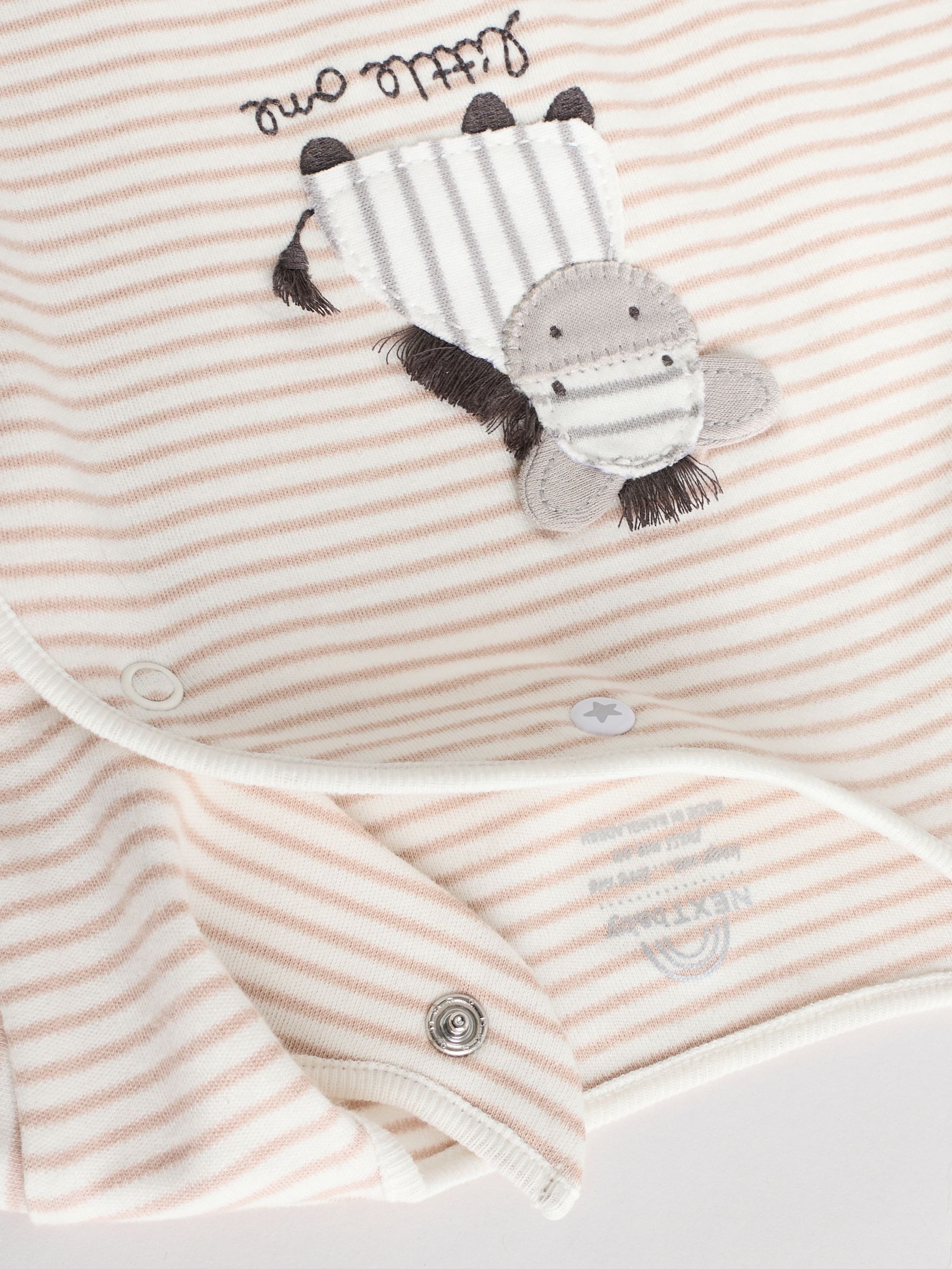 Buy Grey 3 Pack Zebra 100% Cotton Baby Sleepsuits (0-2yrs) from the ...