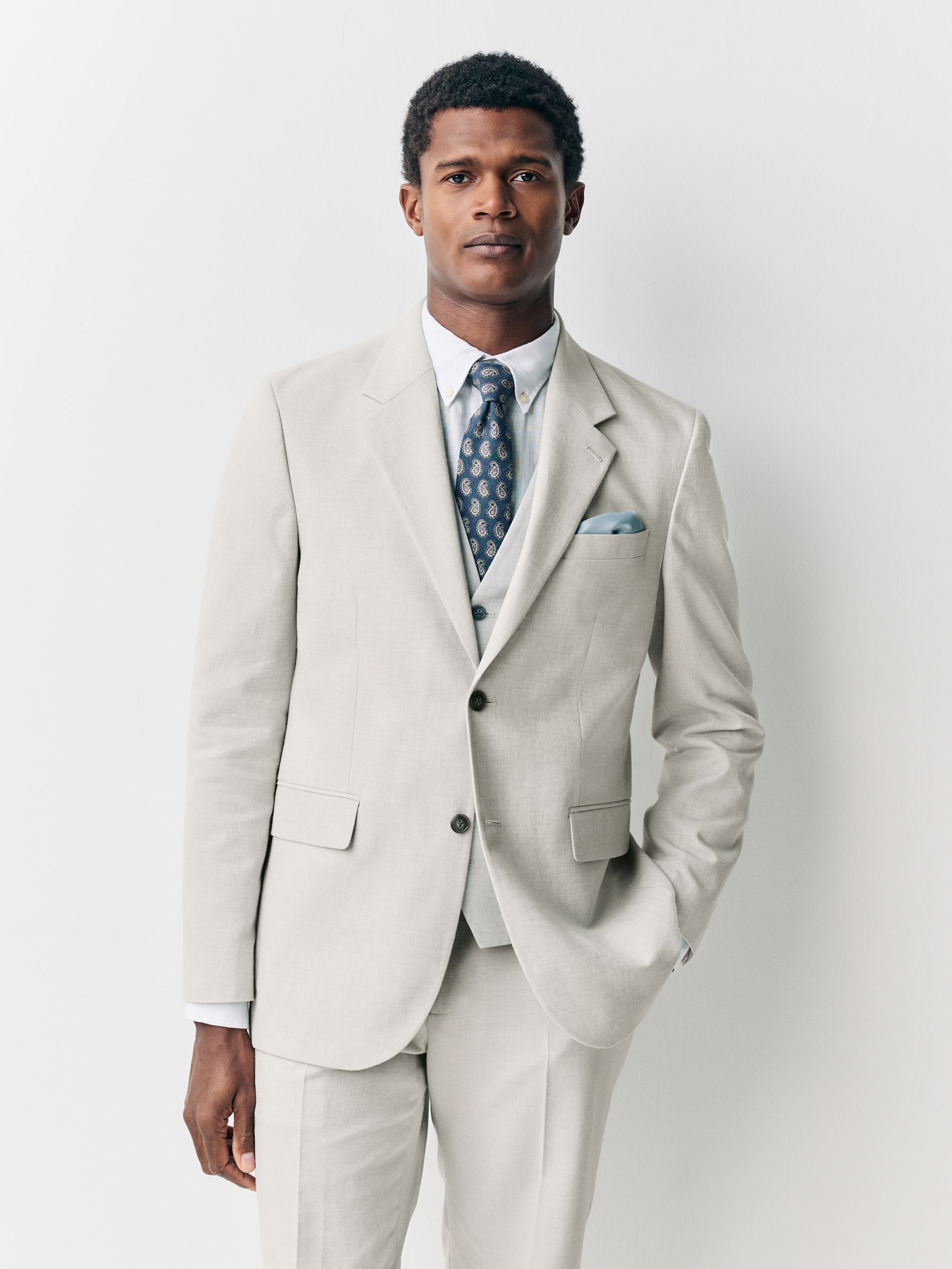 Buy Ecru Tailored Fit Linen Blend Texture Suit Jacket from Next Saudi ...