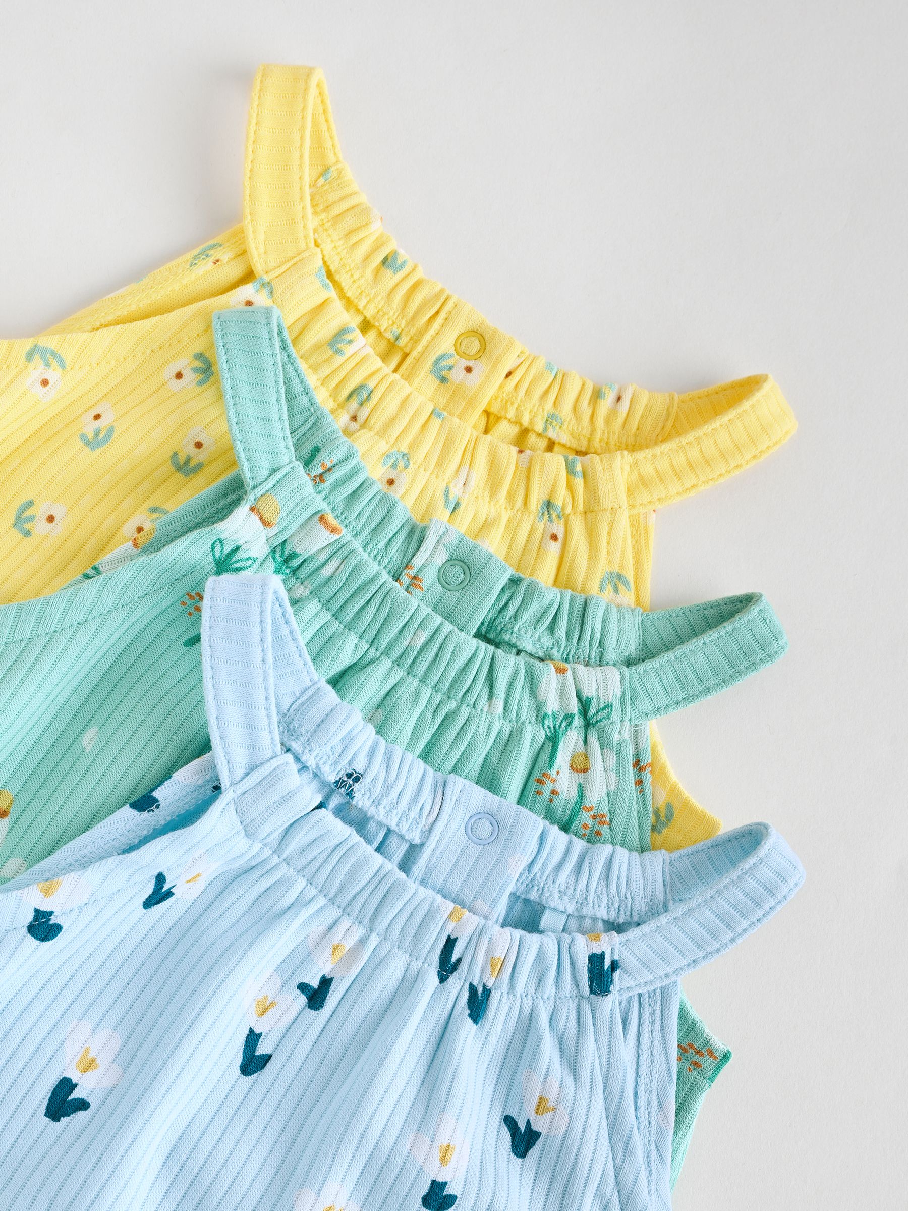 Buy Multi Colour Floral Printed Strappy 3 Pack Baby Rompers from the ...