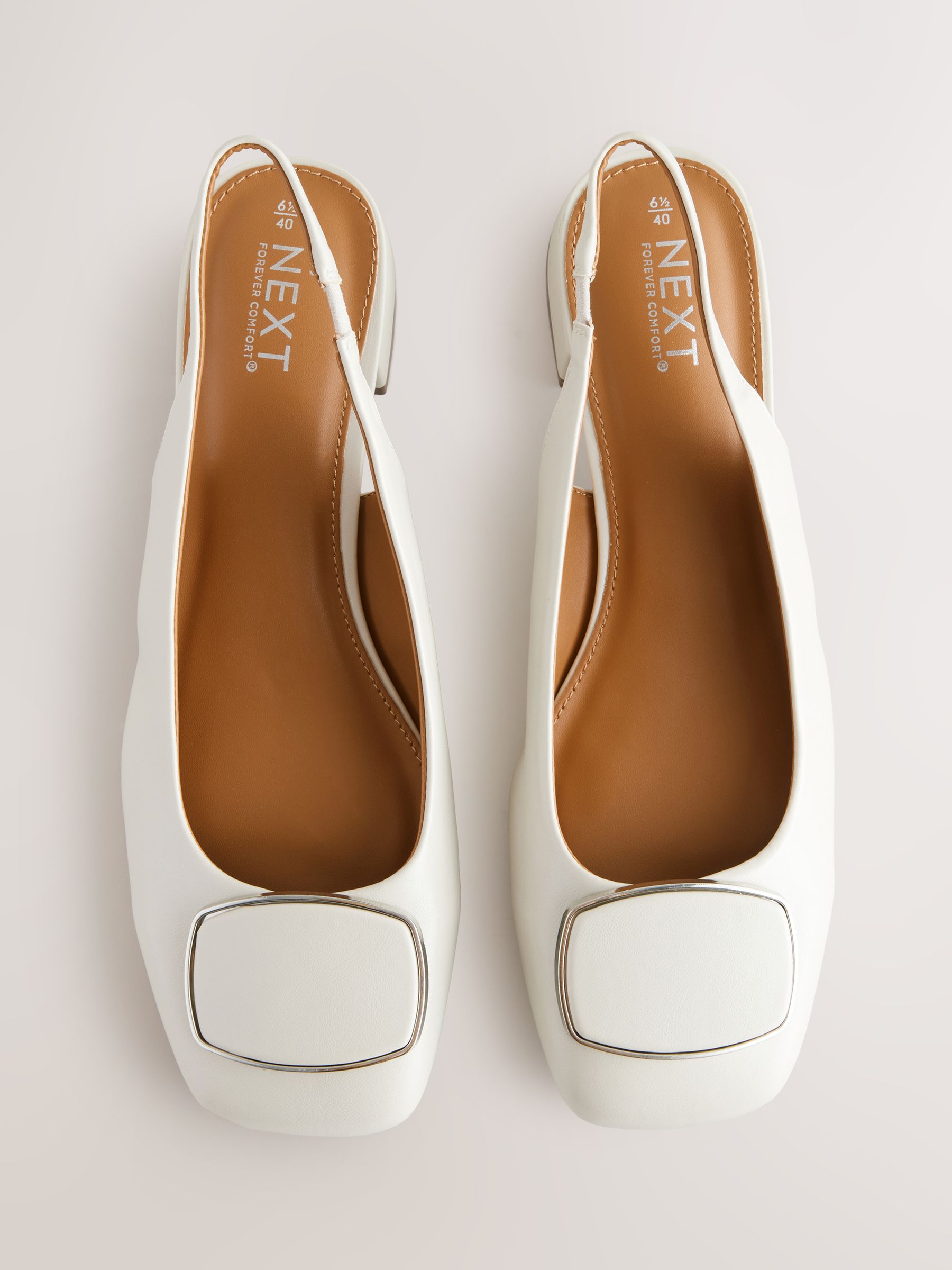 Buy Bone Forever Comfort® Square Toe Hardware Detail Slingbacks from ...