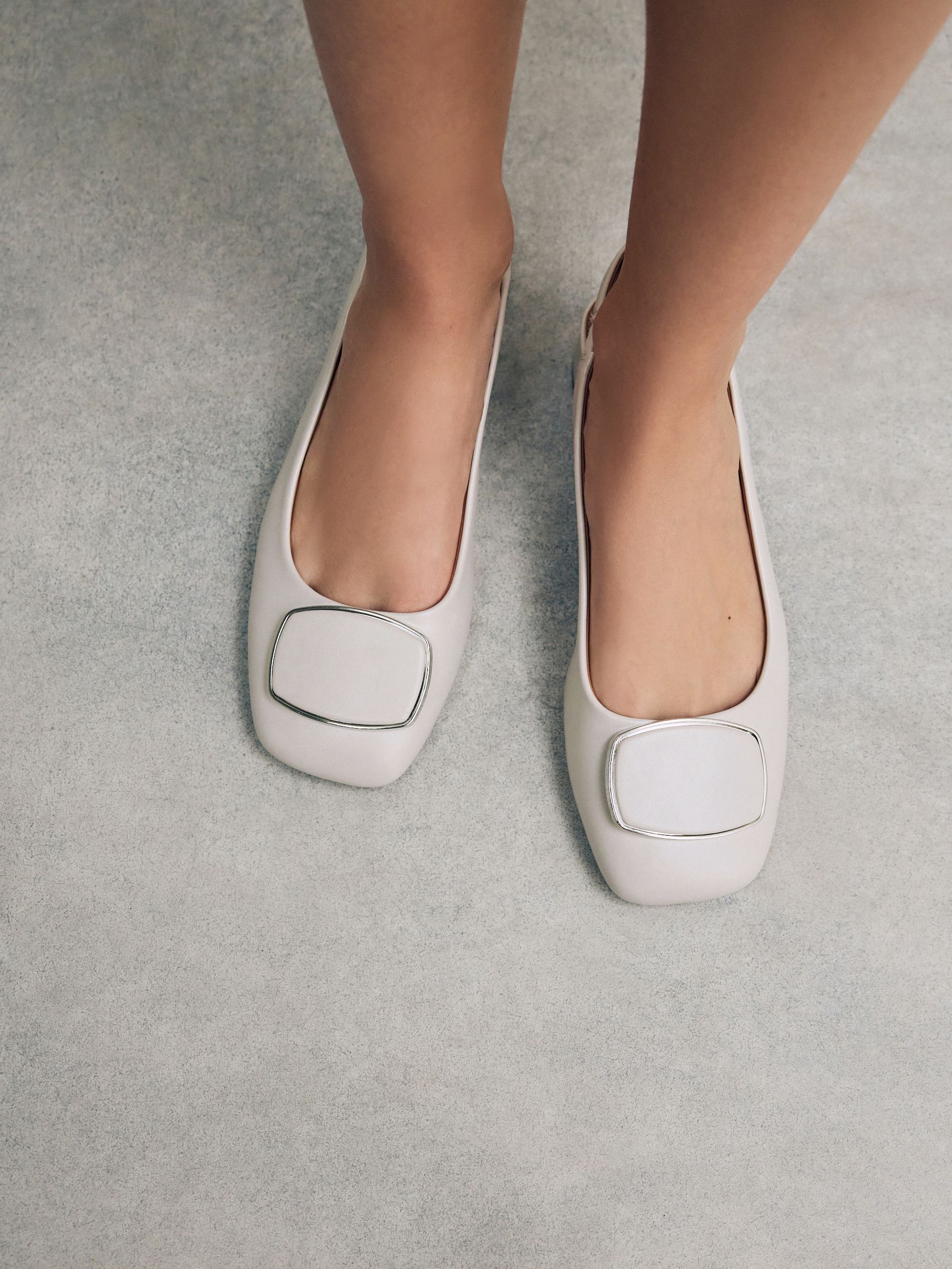 Buy Bone Forever Comfort® Square Toe Hardware Detail Slingbacks from ...