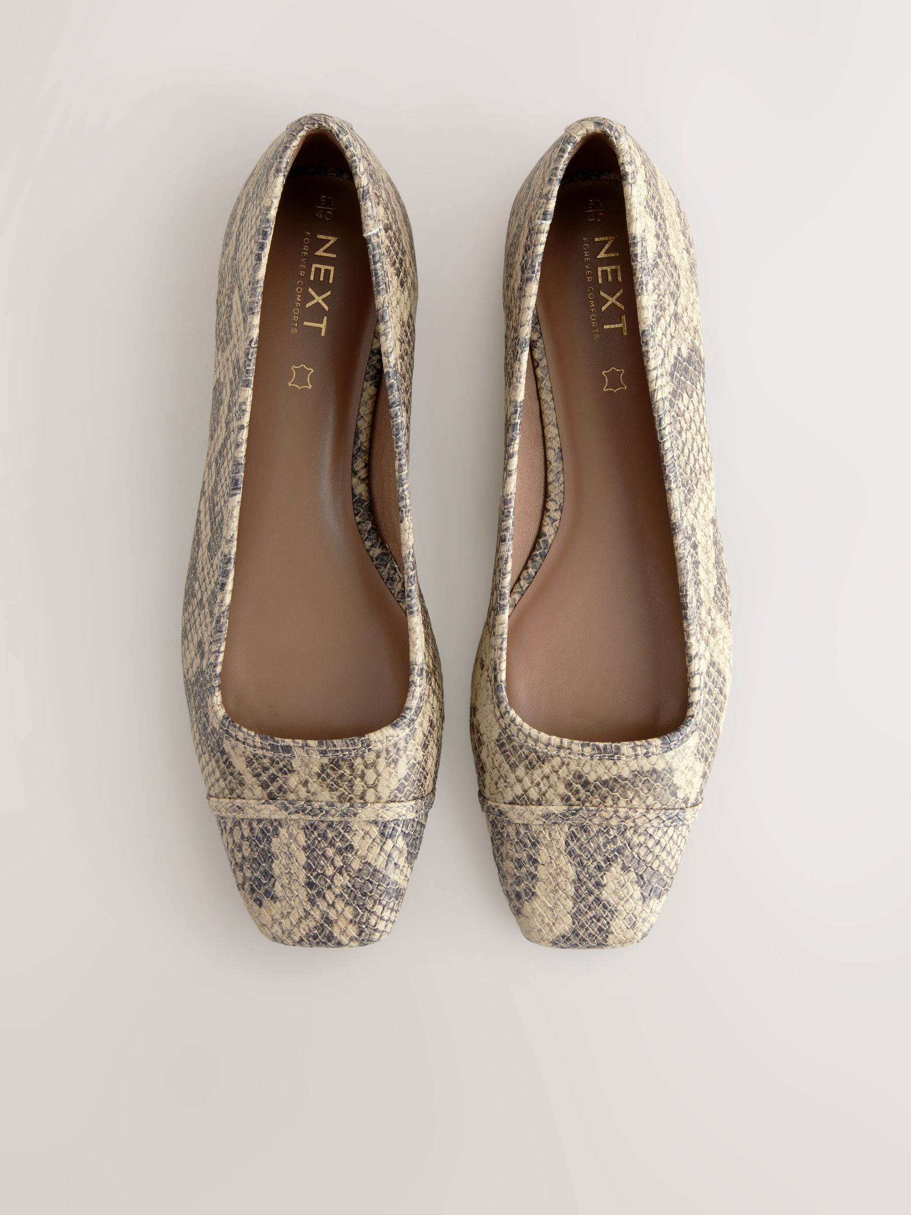 Buy Snake Print Square Toe Ballerina Shoes from the Next UK online shop