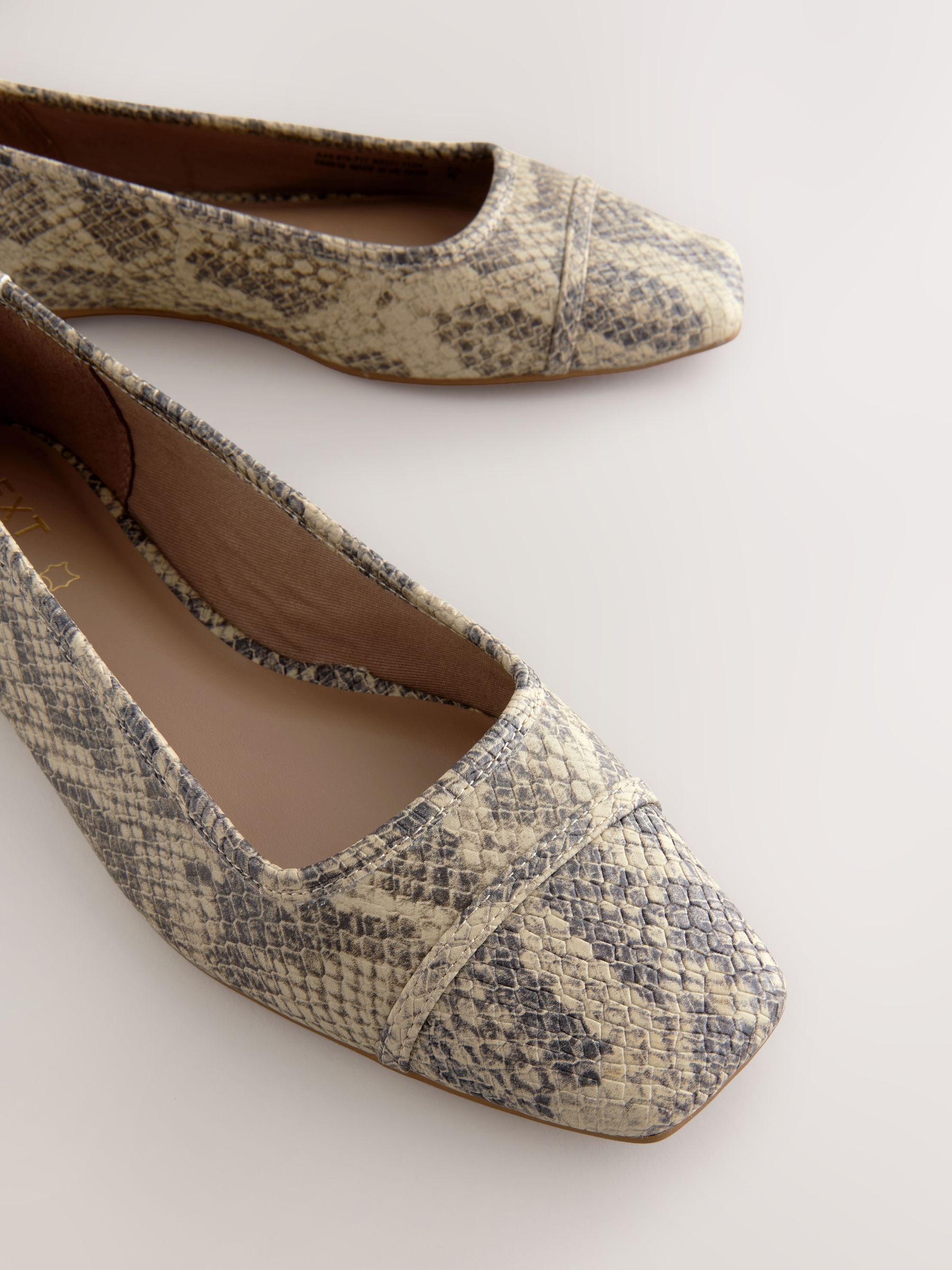 Buy Snake Print Square Toe Ballerina Shoes from the Next UK online shop