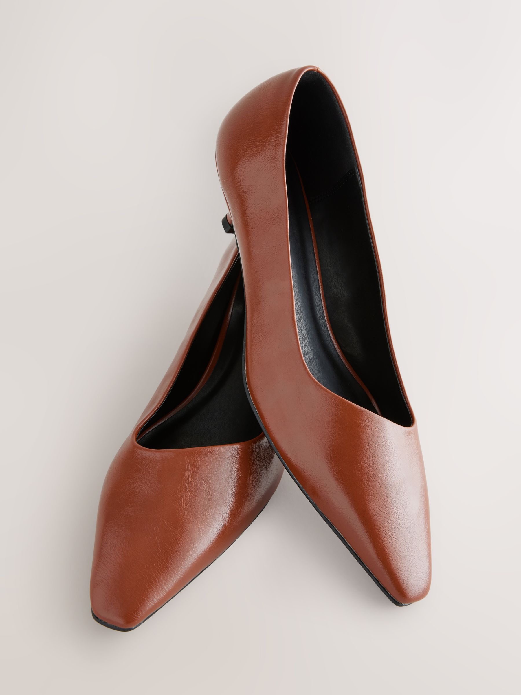 Buy Tan Brown Forever Comfort® Point Chisel Toe Kitten Heel Shoes from ...