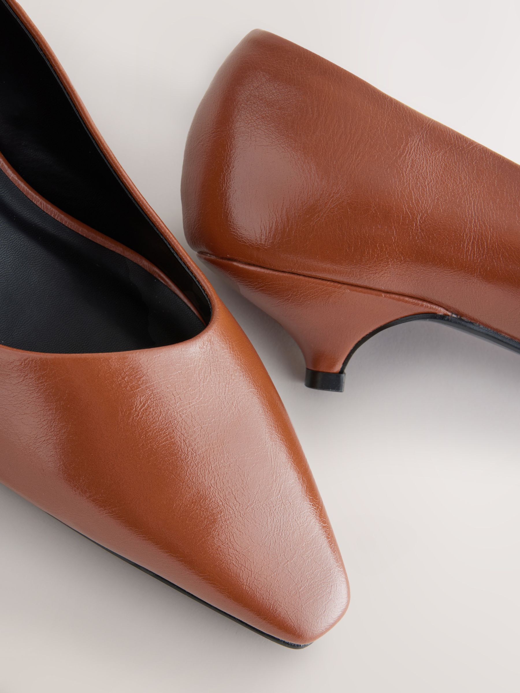 Buy Tan Brown Forever Comfort® Point Chisel Toe Kitten Heel Shoes from ...