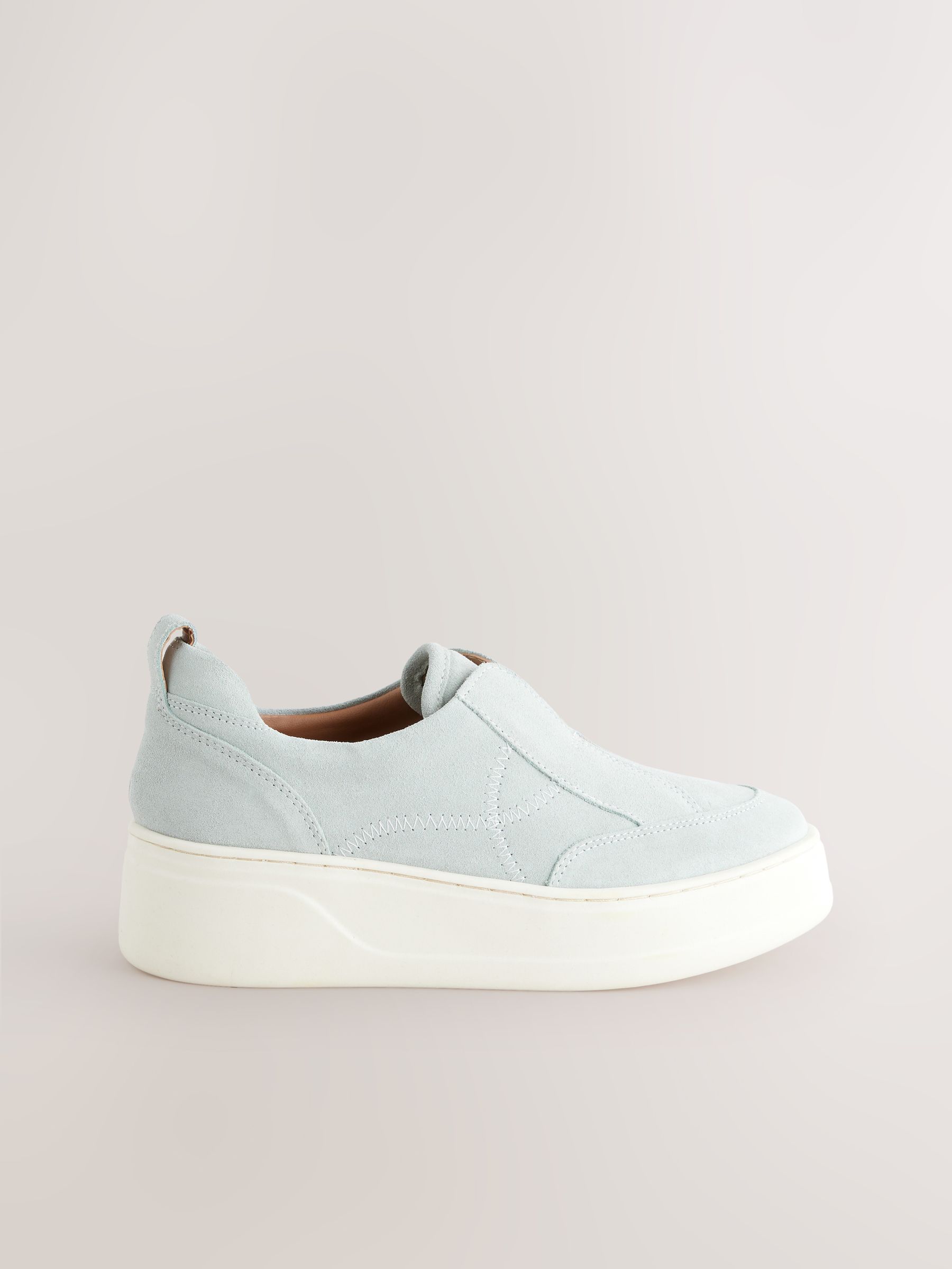 Buy Blue Slip On Signature Forever Comfort® Leather Chunky Wedge ...