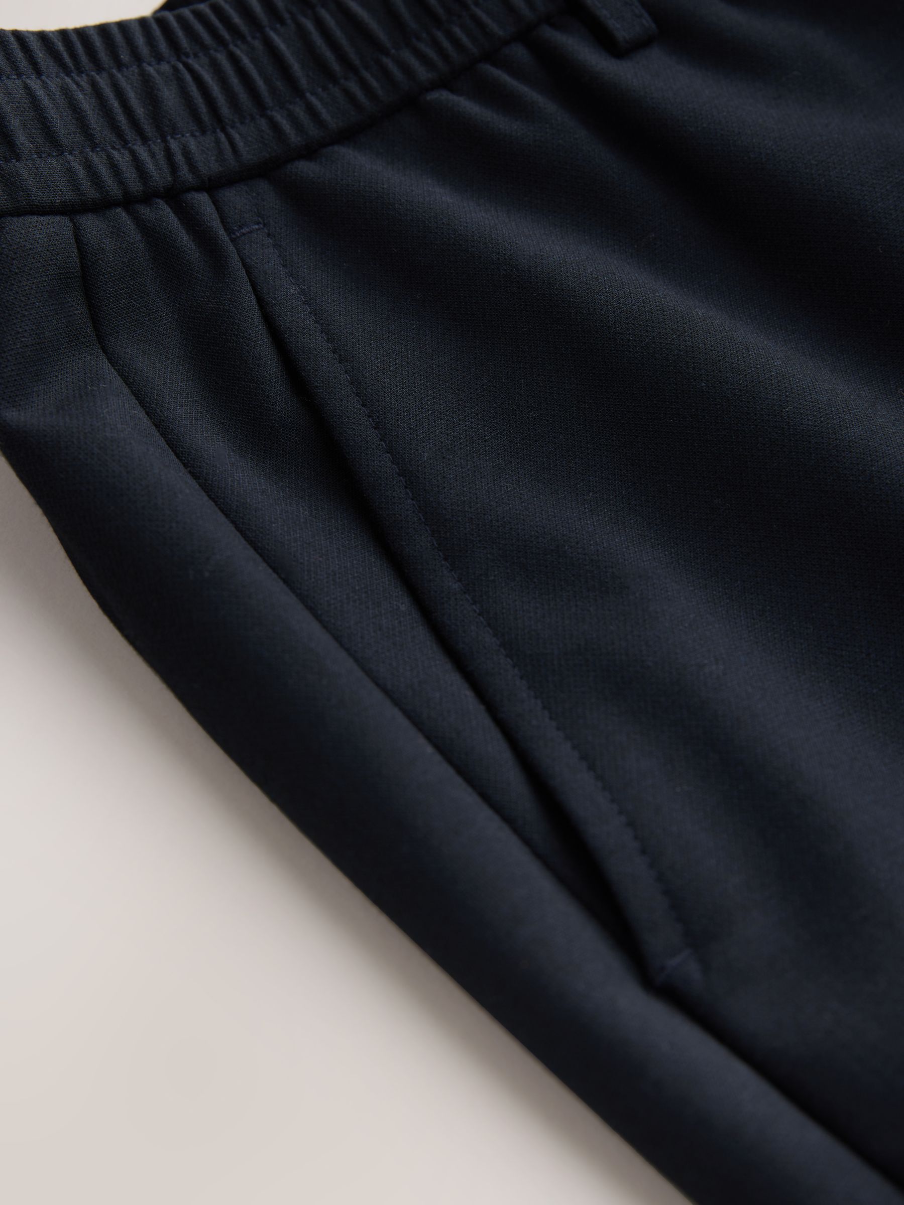 Buy Navy Blue Slim Fit Smart Motionflex Trousers with Internal Drawcord ...