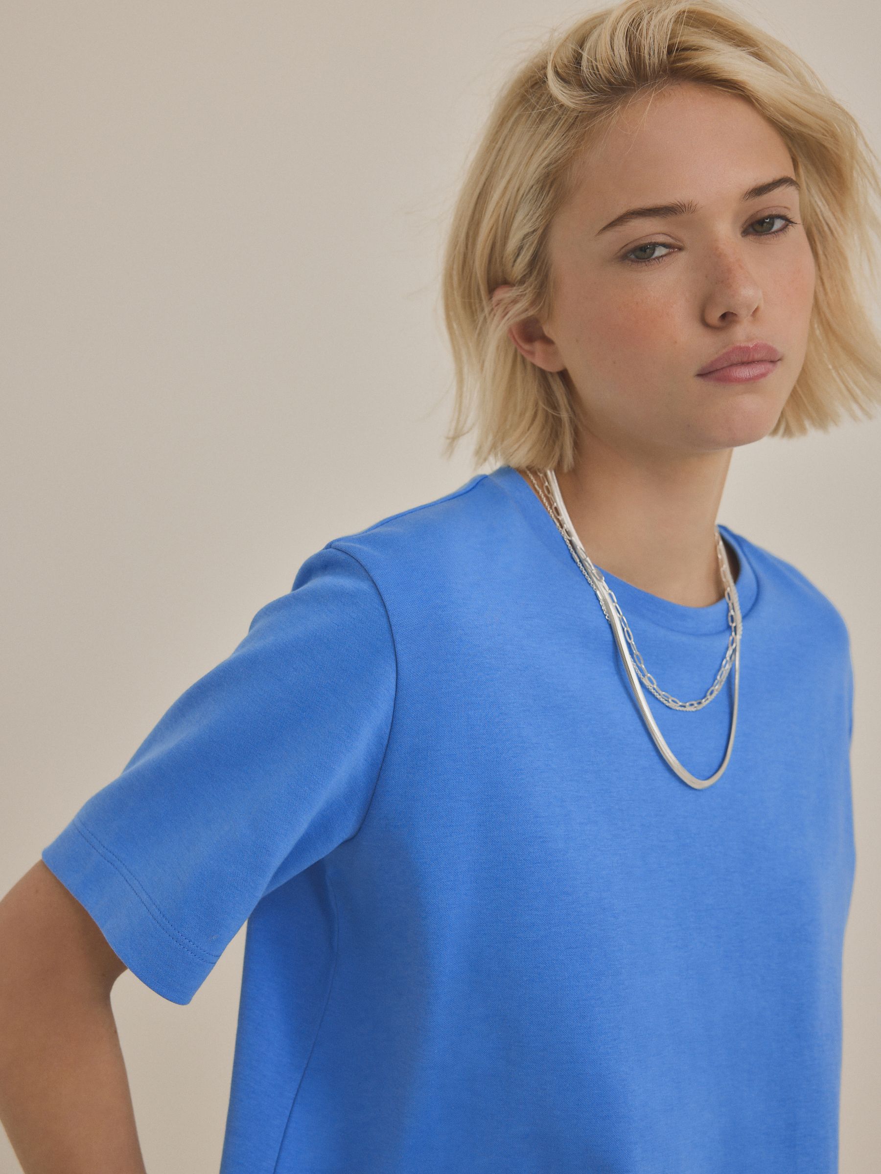 Buy Bright Blue Heavyweight Short Sleeve Crew Neck T-Shirt from the ...