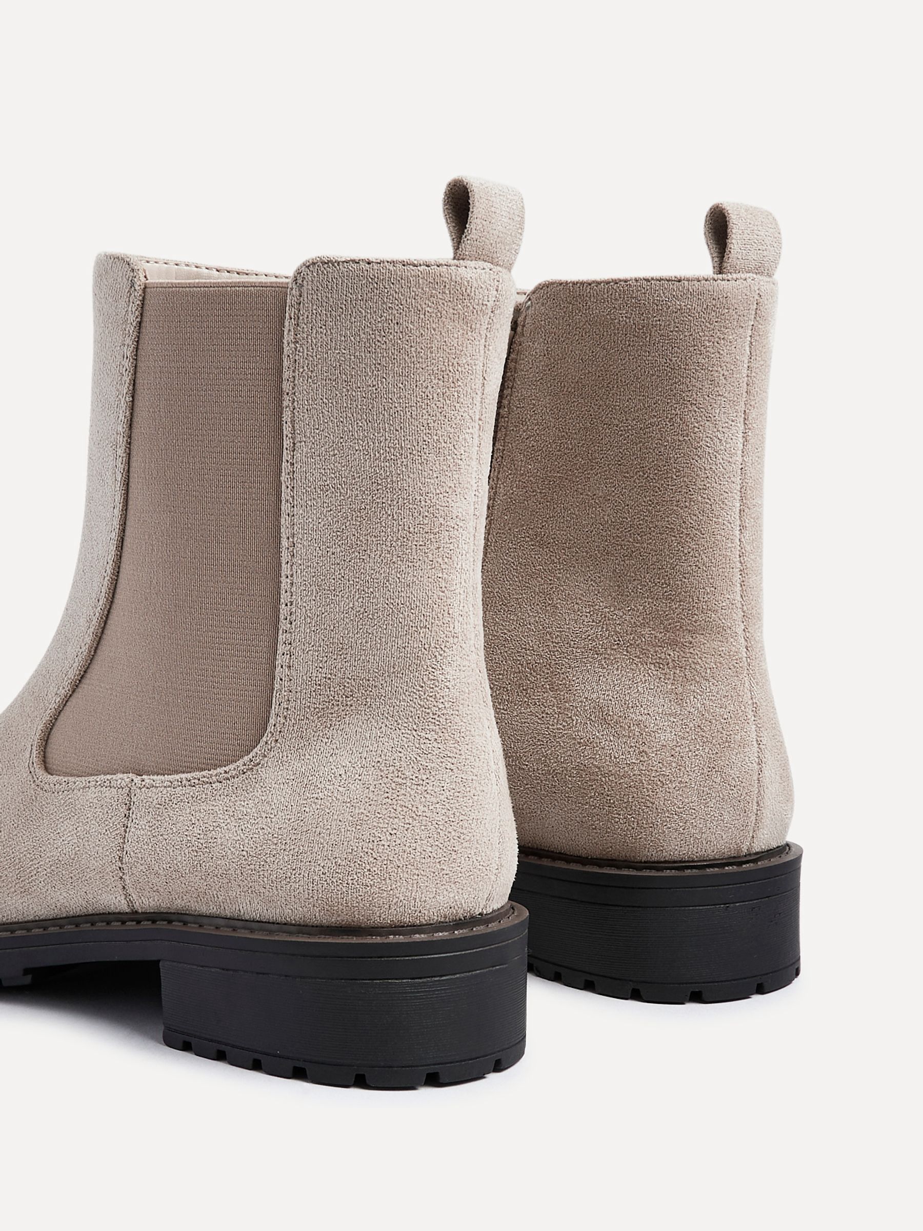 Buy Linzi Nude Holland Wide Fit Faux Suede Chelsea Boots With Stretch ...