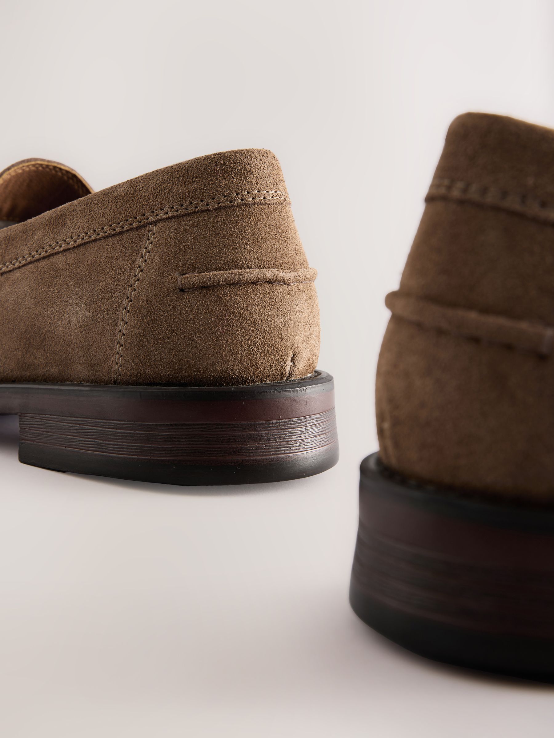 Buy Stone Standard Fit Suede Penny Loafers from the Next UK online shop