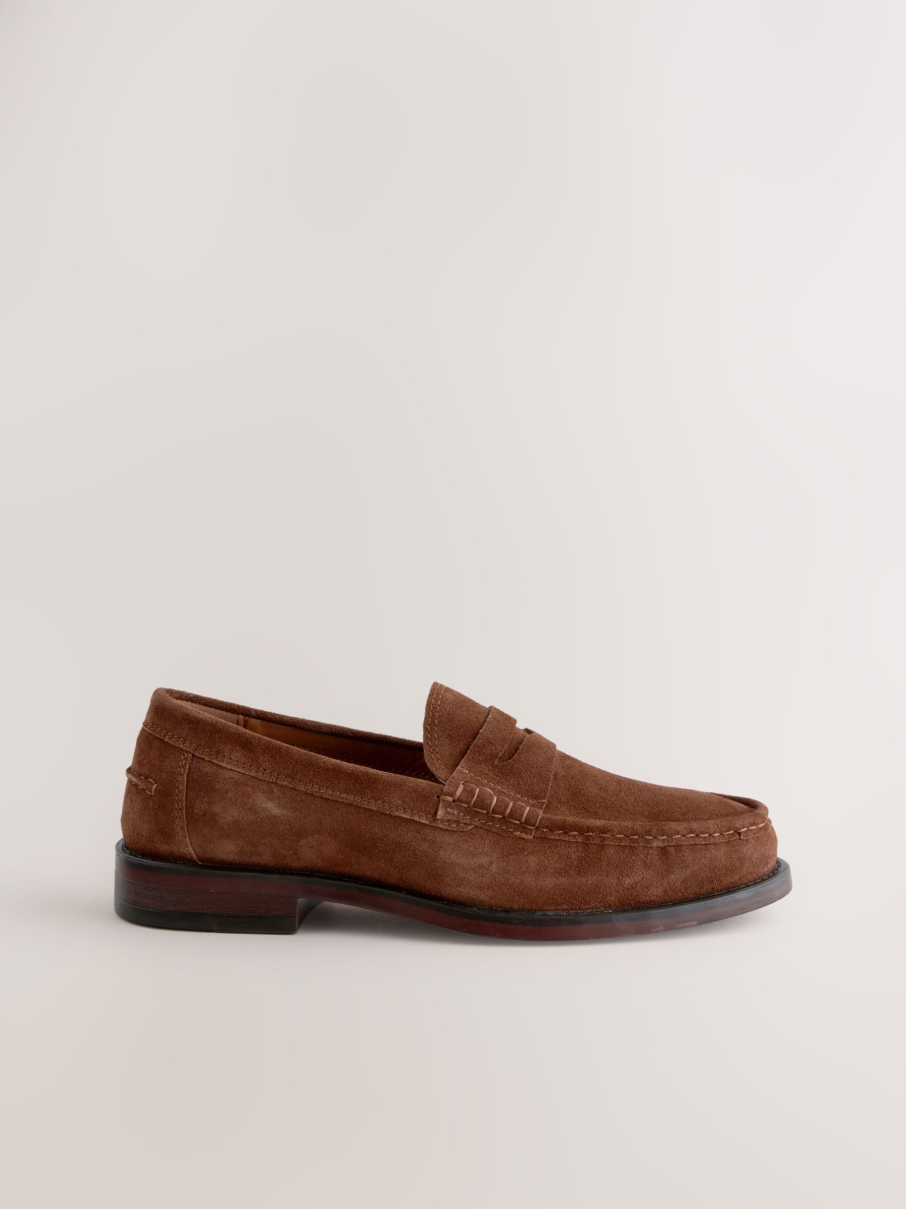 Buy Tan Brown Standard Fit Suede Penny Loafers from Next Saudi Arabia