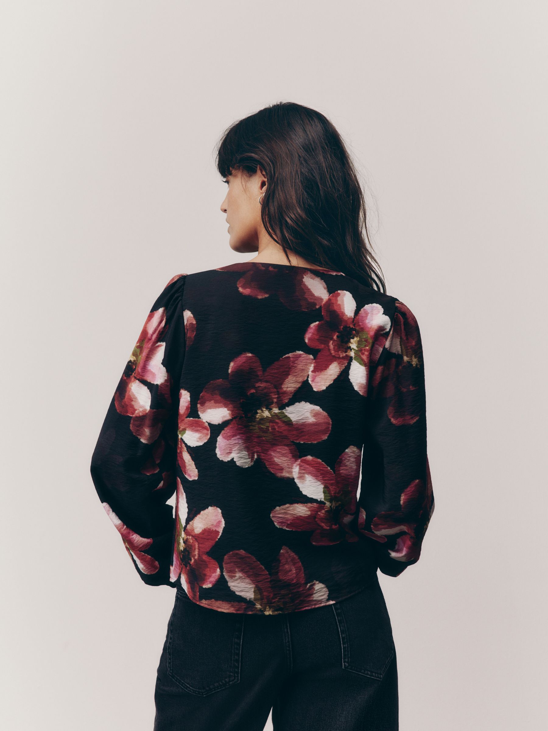 Buy Pink Floral Print Tie Front Long Sleeve Blouse from the Next UK ...