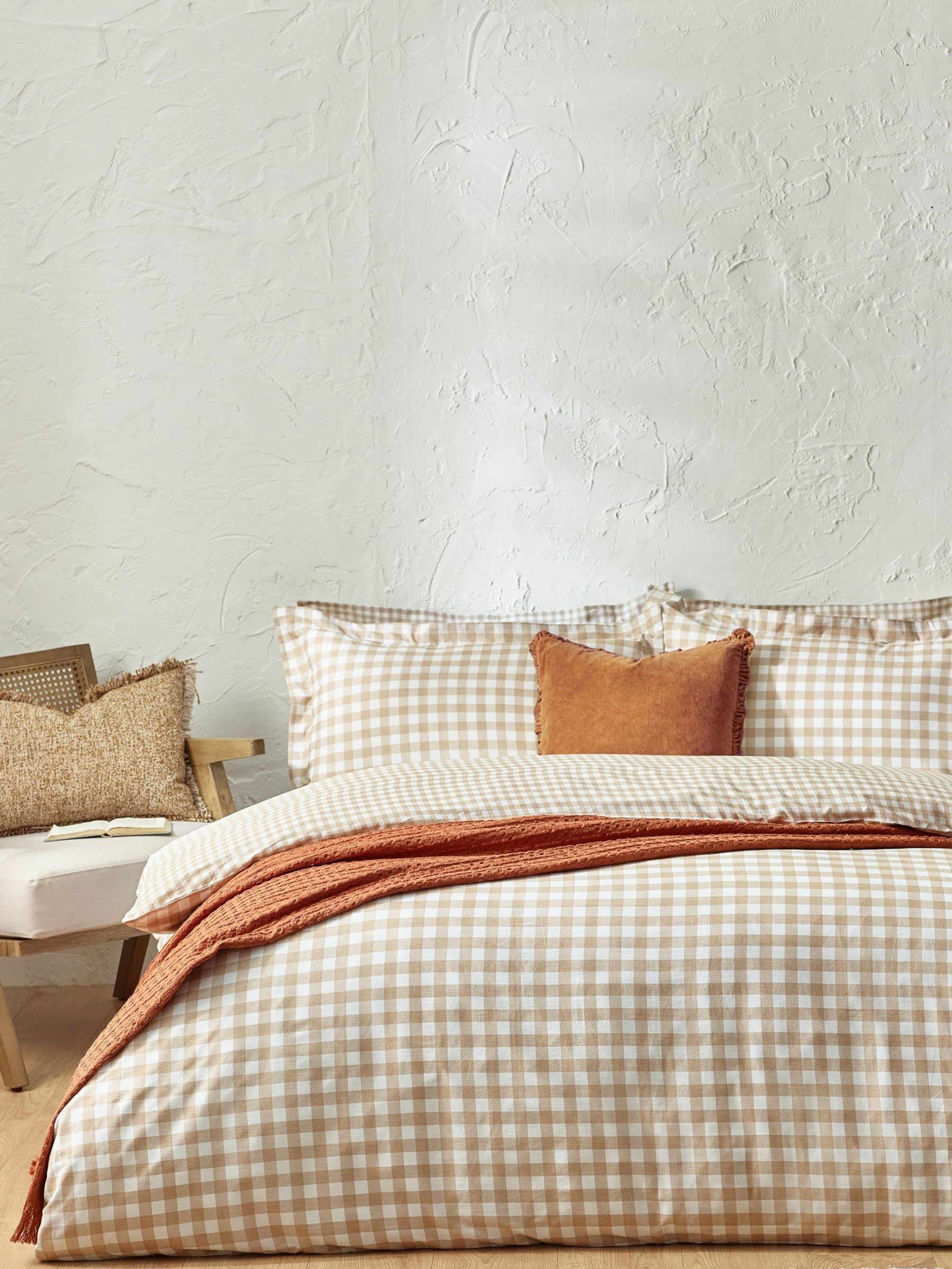 Buy Yard Biscuit Barton Check Cotton Duvet Cover and Pillowcase Set ...