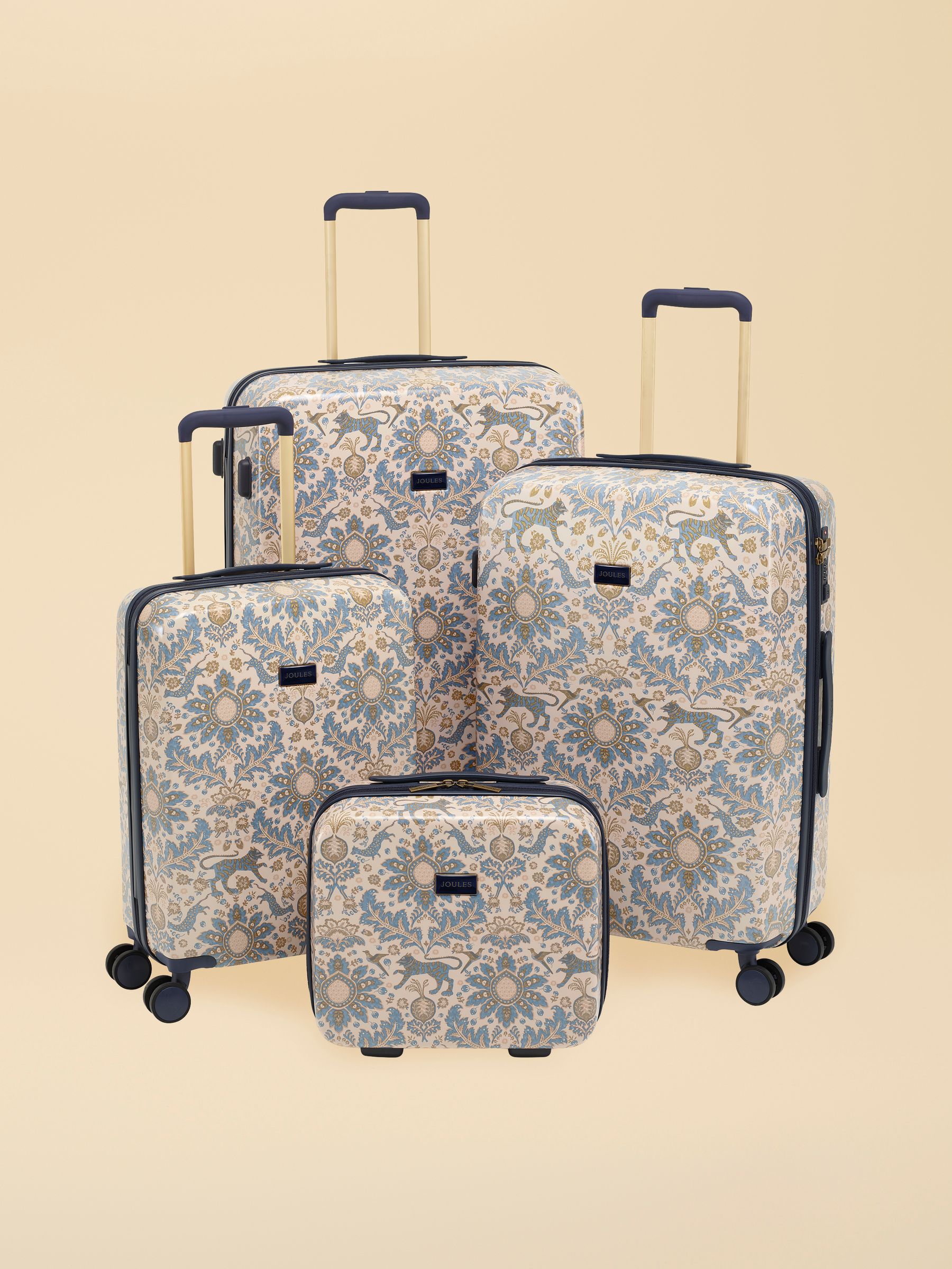 Buy Joules Damask Print Cabin Four Wheel Hard Shell Suitcase from the ...