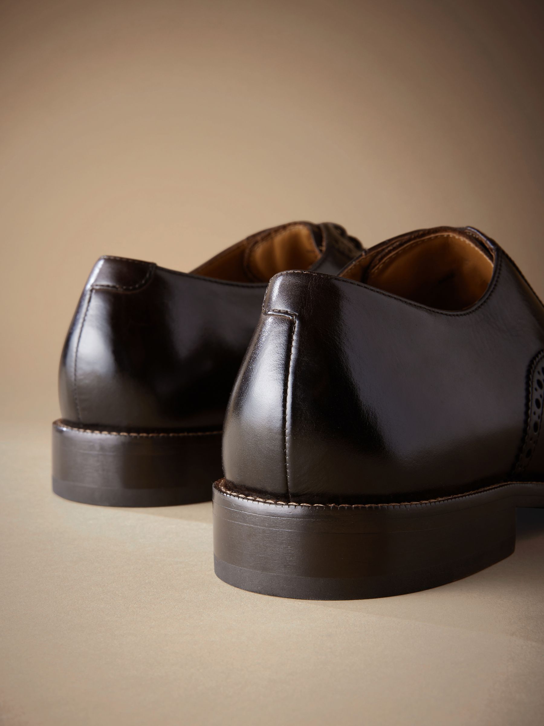 Buy Brown Standard Fit Signature Leather Sole Oxford Toe Cap Shoes from ...