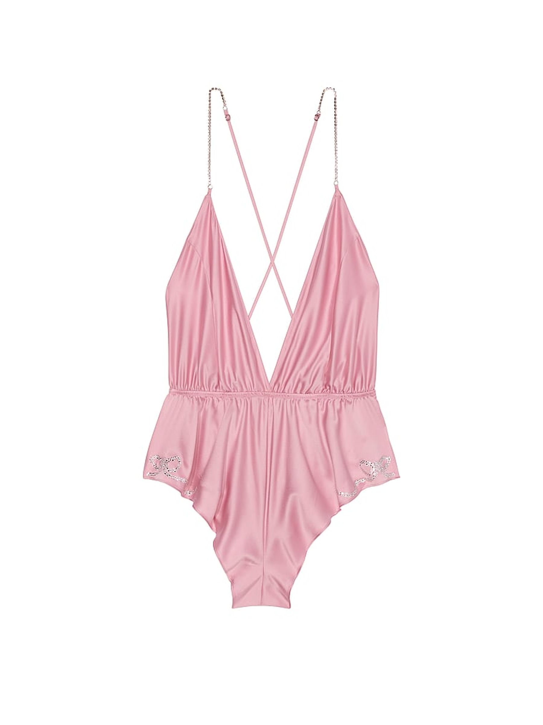 Buy Victoria's Secret Chalk Rose Pink Twinkle Bows Satin Playsuit from ...