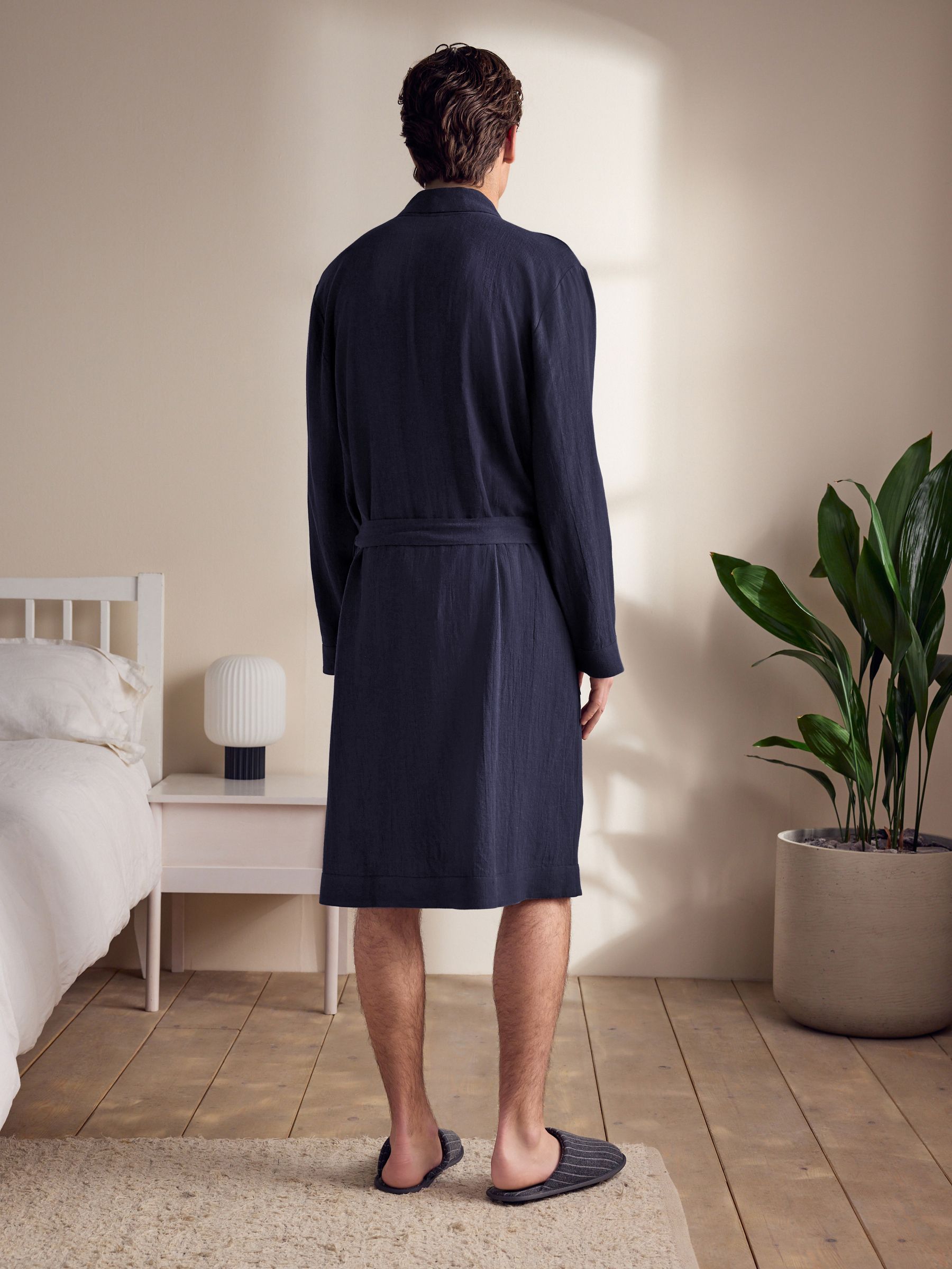 Buy Slate Grey Linen Blend Lightweight Dressing Gown from the Next UK ...