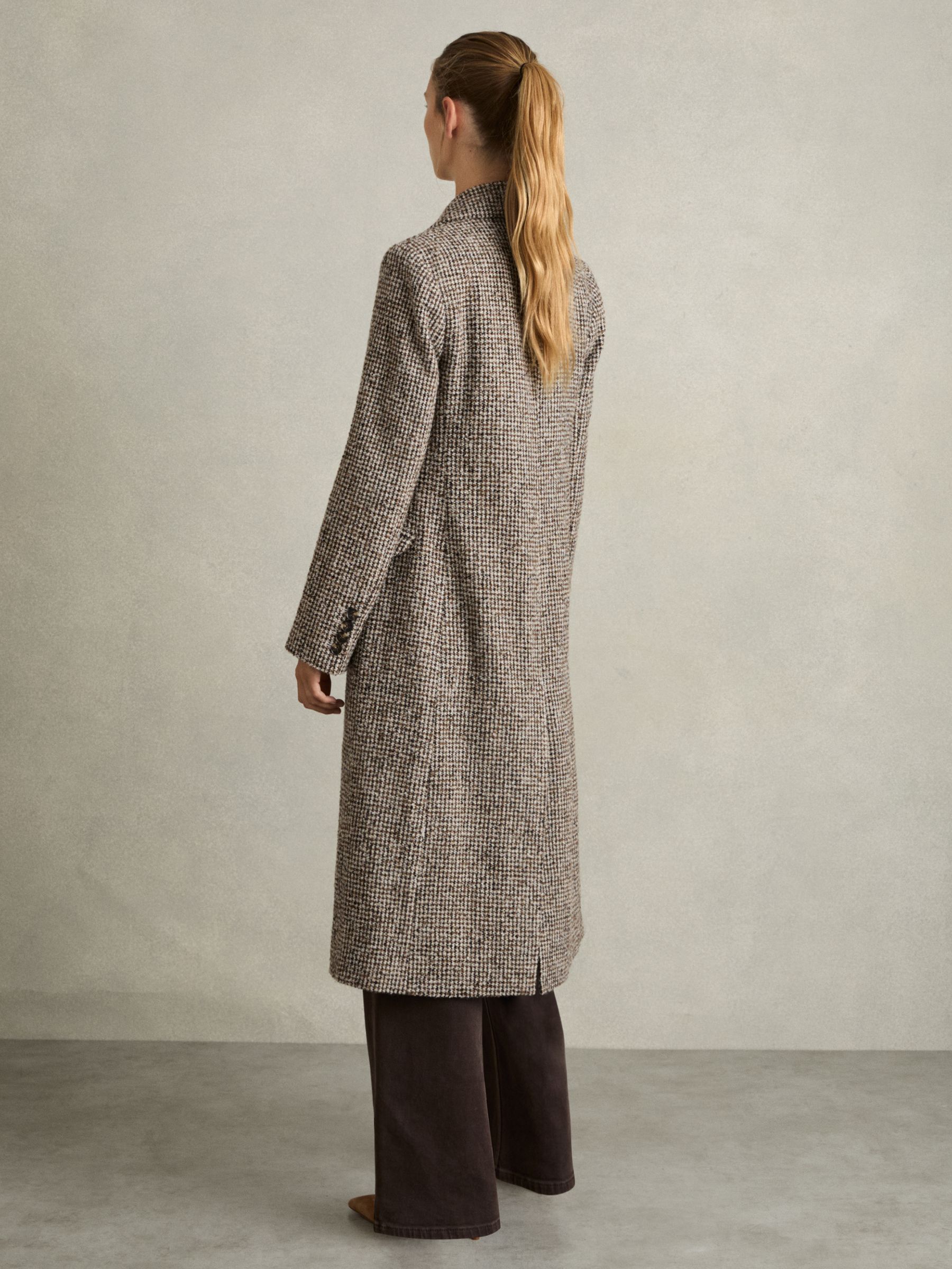 Buy Reiss Brown Check Kai Wool-Blend Houndstooth-Check Coat from the ...