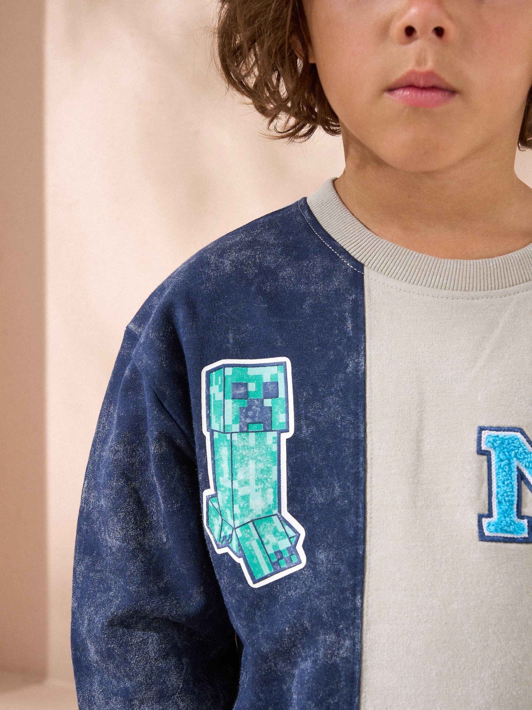 Buy Angel & Rocket Blue Minecraft Washed Block 100% Cotton Sweatshirt ...
