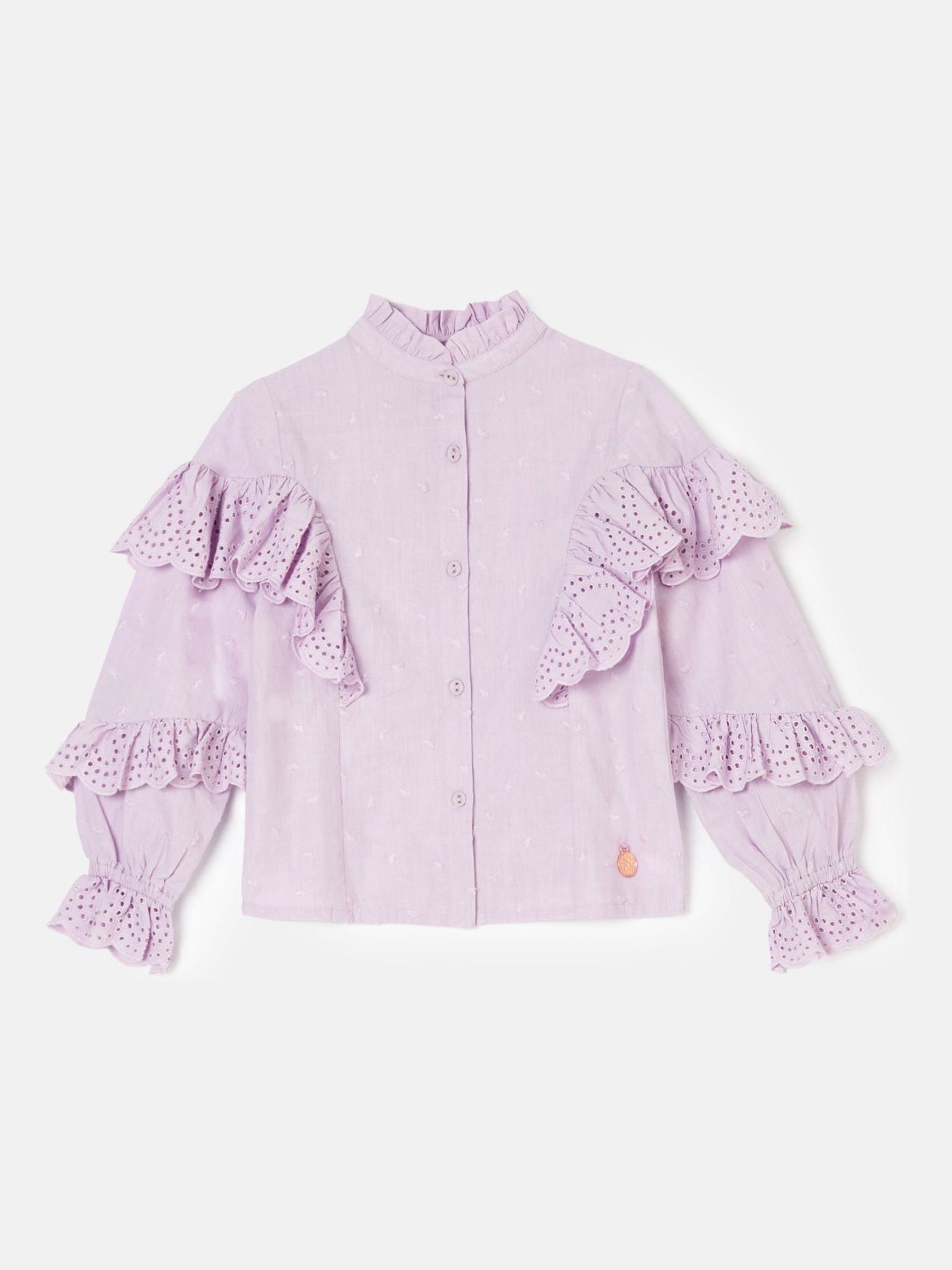 Buy Angel & Rocket Purple Lea Broderie Frill Woven 100% Cotton Top from ...