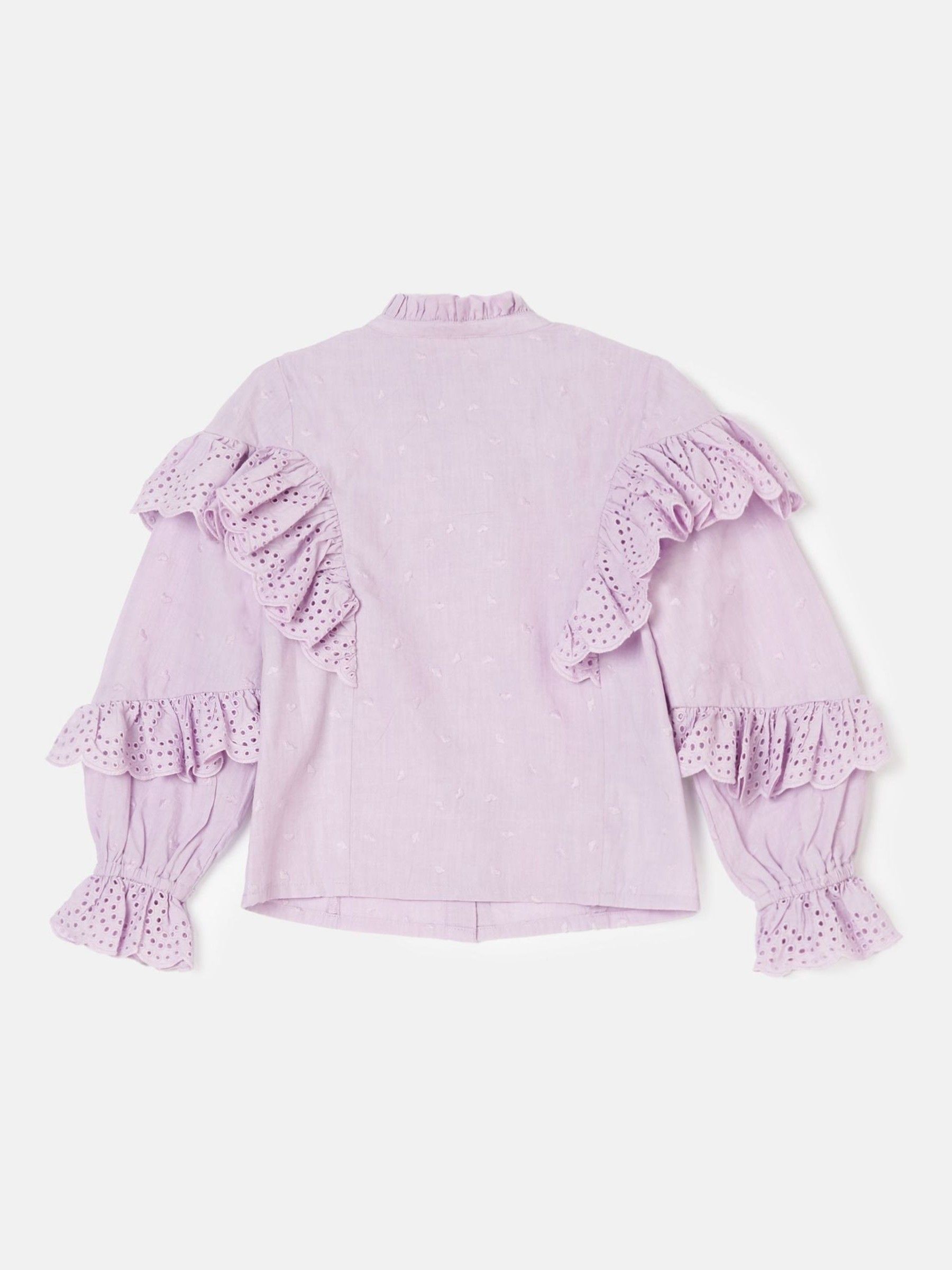 Buy Angel & Rocket Purple Lea Broderie Frill Woven 100% Cotton Top from ...