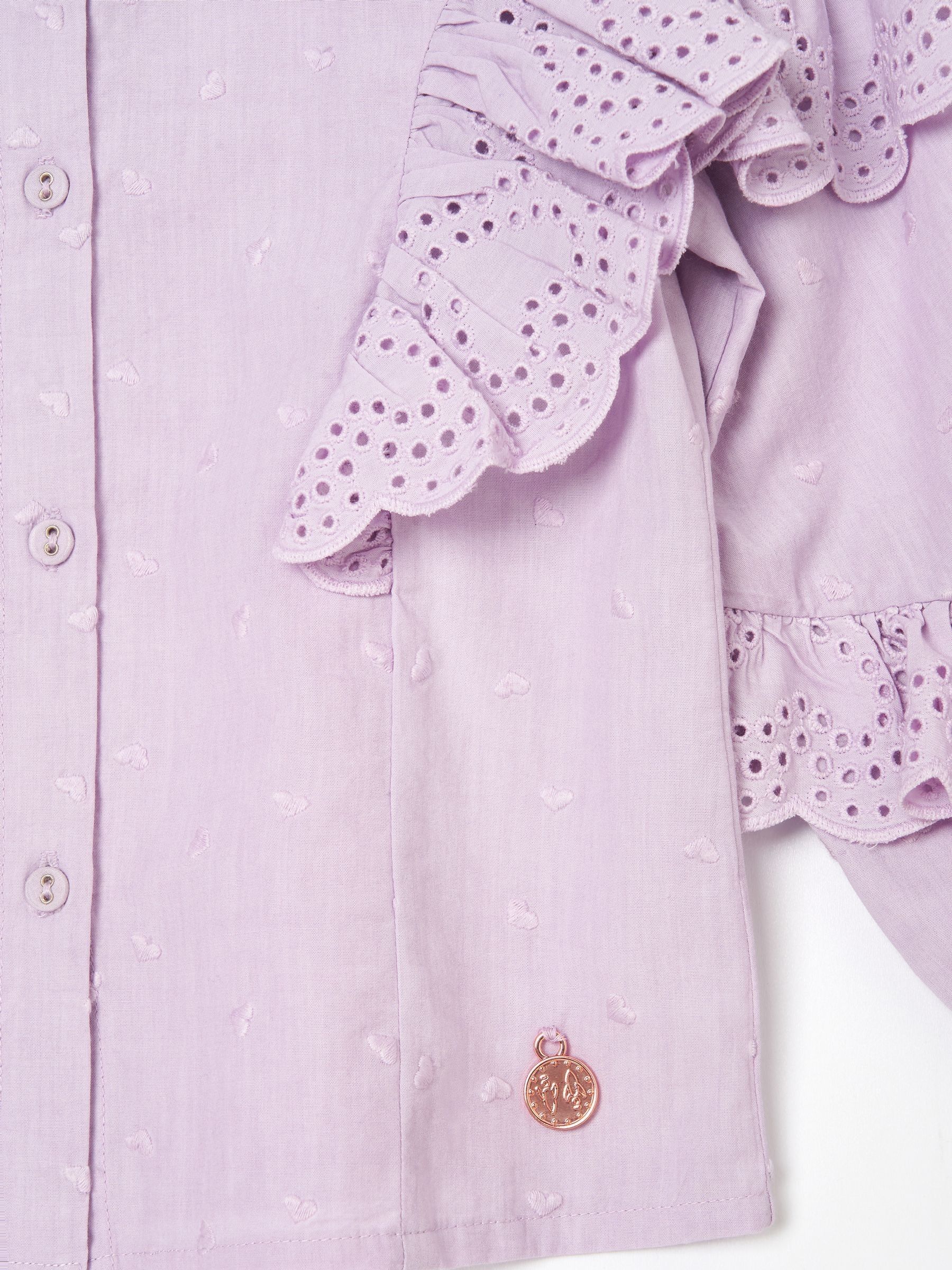 Buy Angel & Rocket Purple Lea Broderie Frill Woven 100% Cotton Top from ...