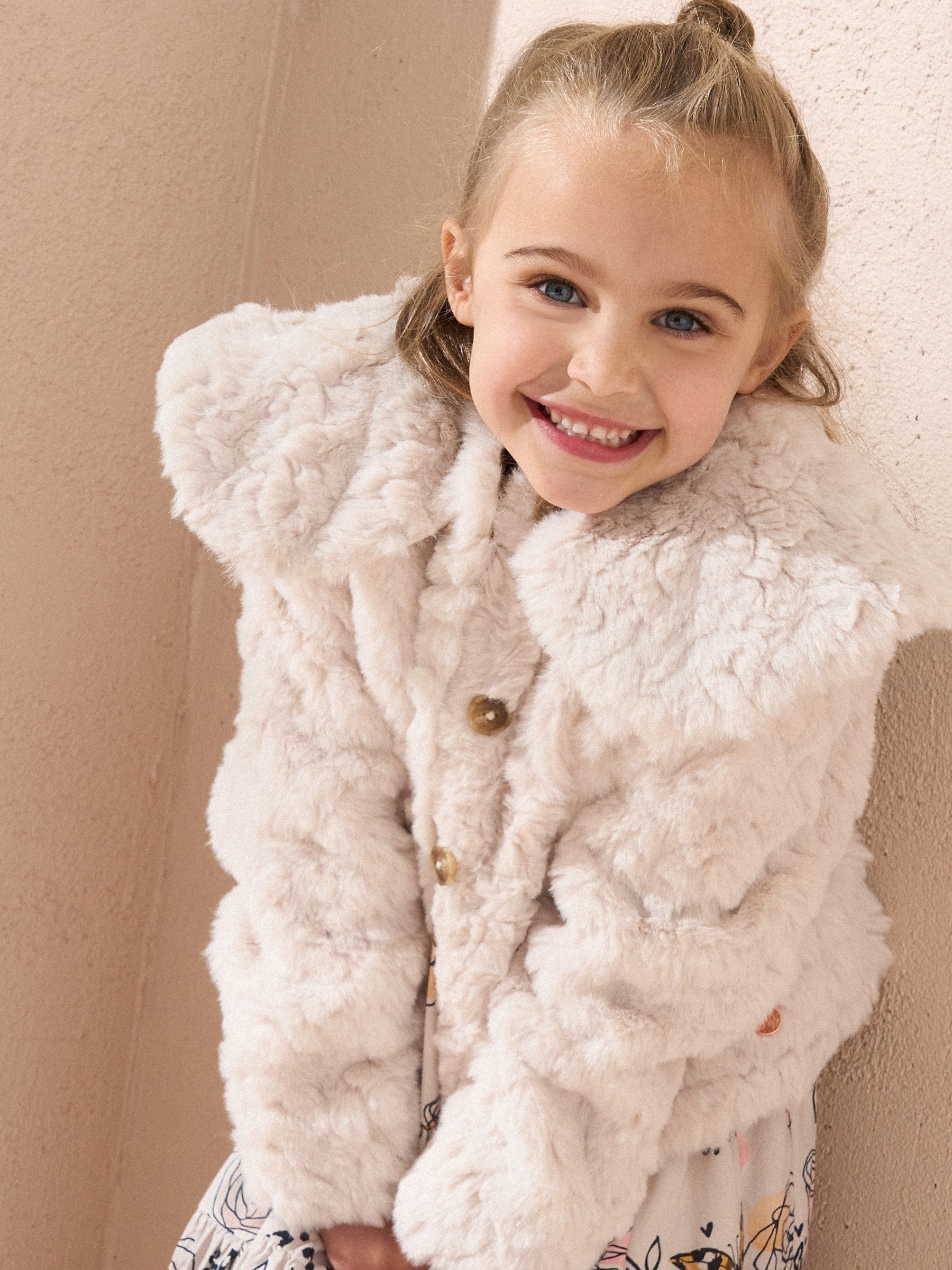 Buy Angel & Rocket Taupe Natural Cecile Cut Faux Fur Cape Collar Coat ...