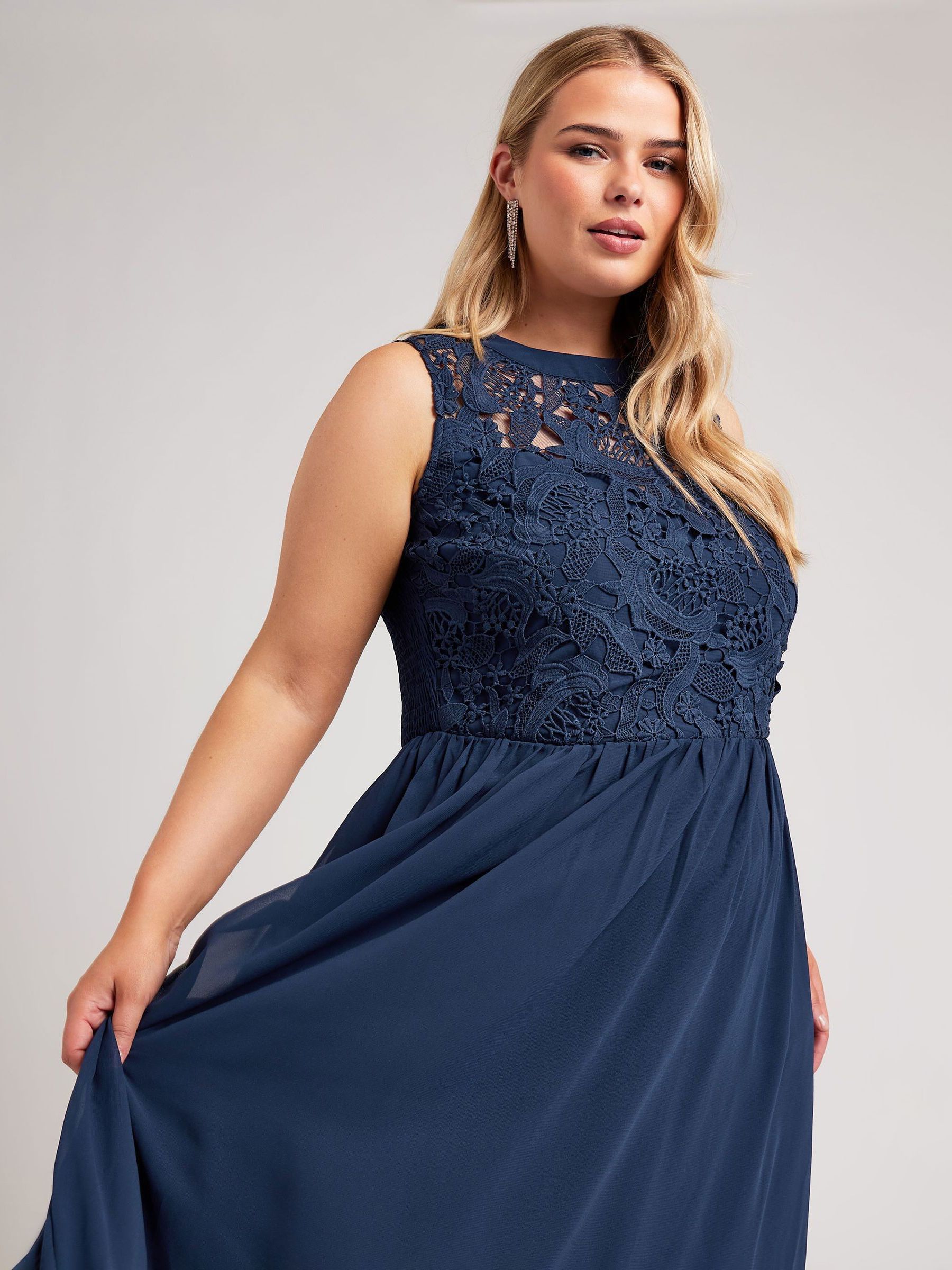 Buy Yours Curve Blue London Lace Front Maxi Dress from the Next UK ...