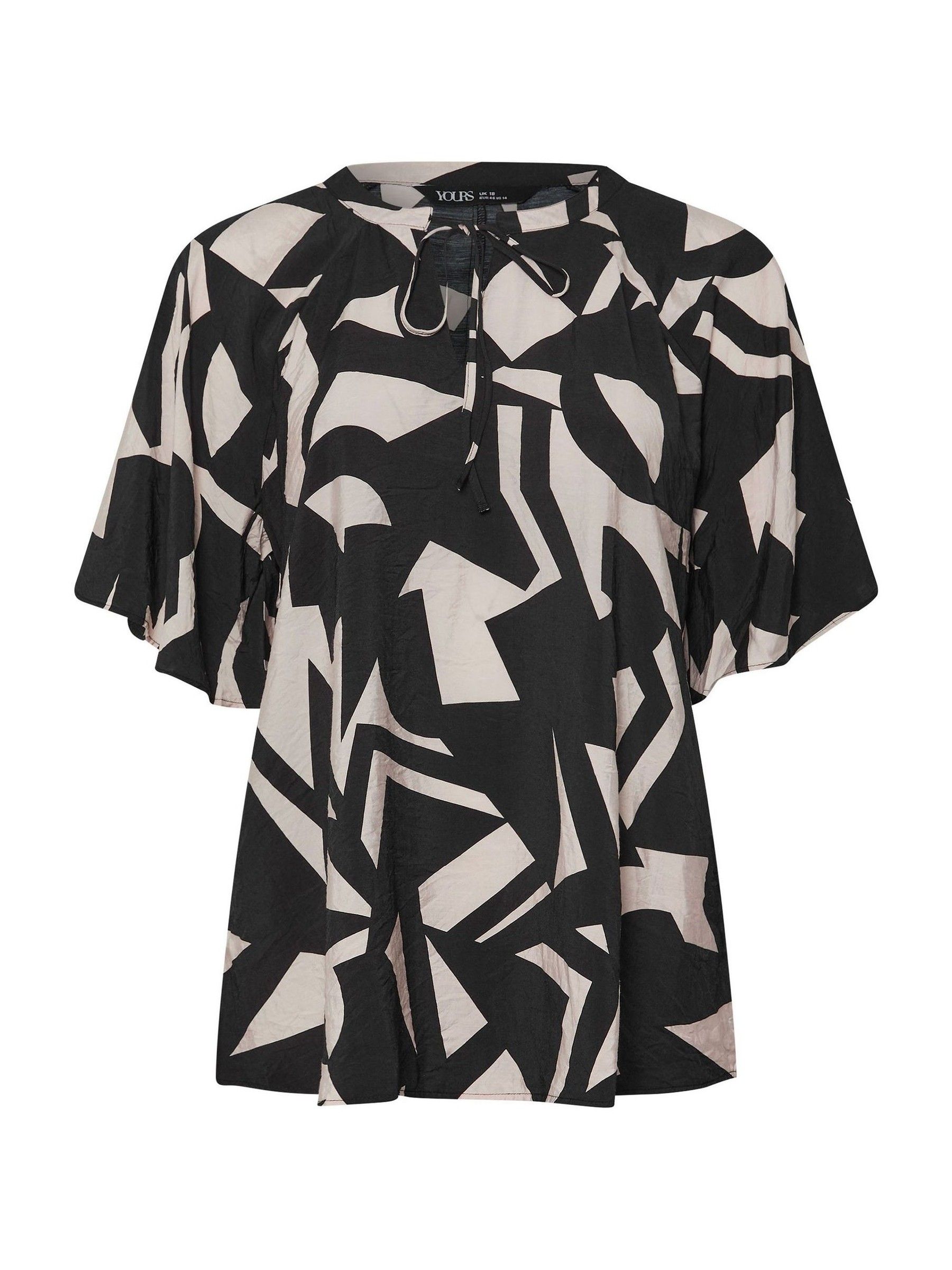 Buy Yours Curve Black Tie Neck Angel Short Sleeve Top from the Next UK ...