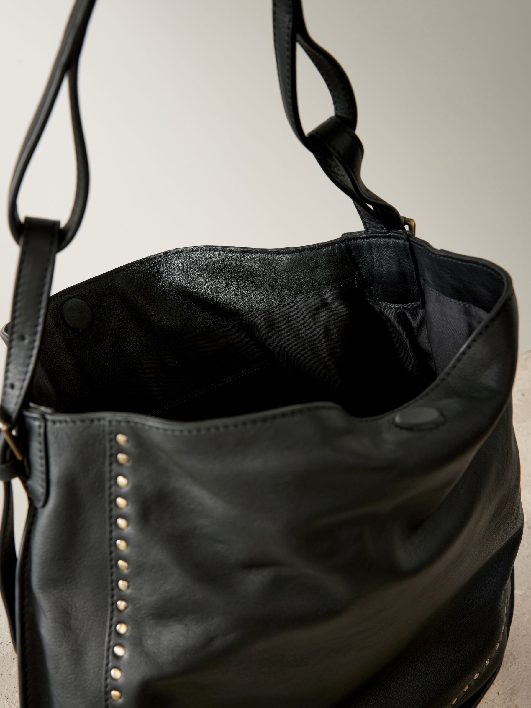 Buy Black Leather Stud Shoulder Boho Bag from the Next UK online shop