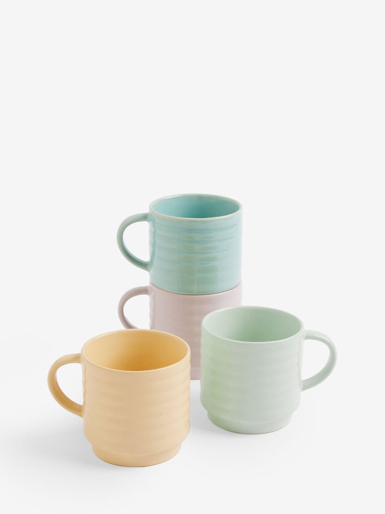 Buy Set of 4 Multi Pastel Ribbed Stacking Mugs from Next United Arab ...
